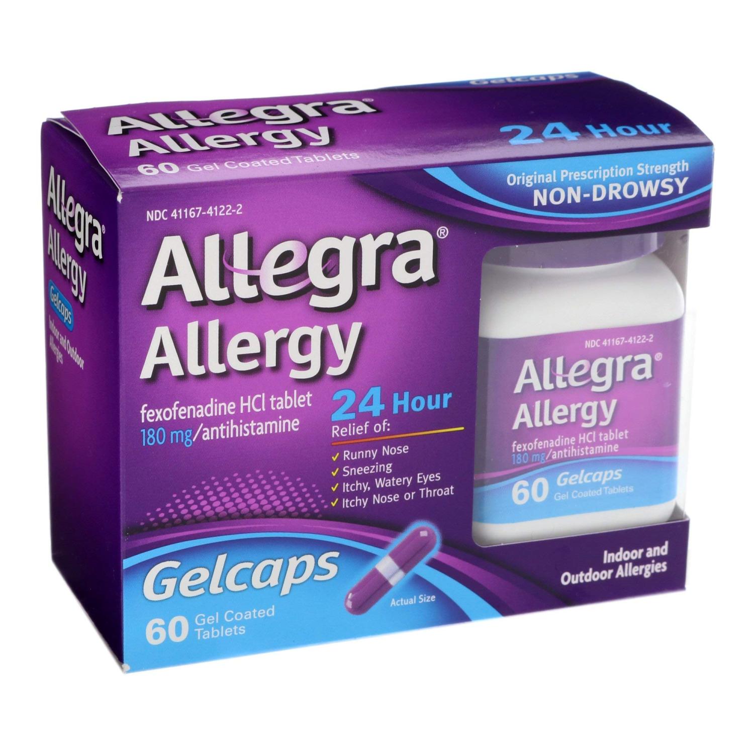 Allegra Allergy 24 Hour Gelcaps 60 ea - Fast Relief from Allergies
