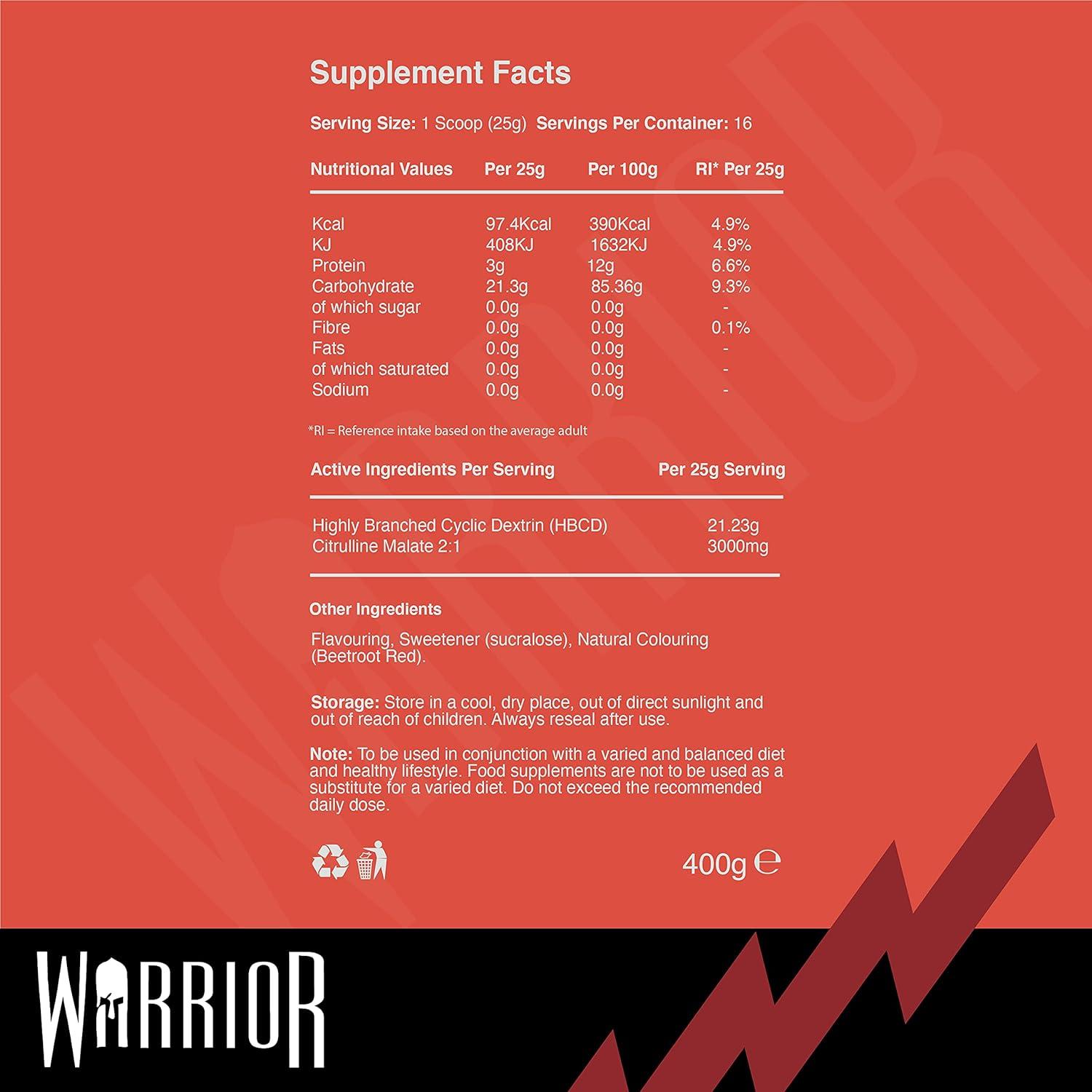 Warrior Supplements Cyclic Dextrin Pre-Intra Workout Carbohydrate ...