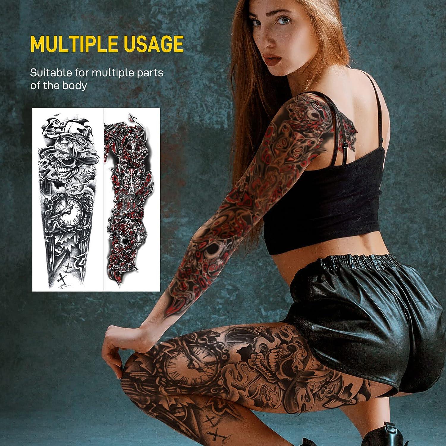 IWANTDIY Temporary Tattoo Sleeve for Men & Women | Realistic Fake Tattoos | Waterproof & Long ...