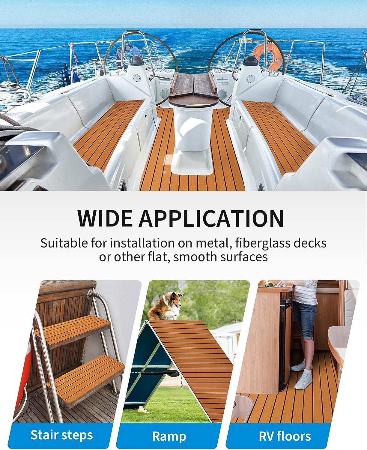 OCEANBROAD 3M Self-Adhesive EVA Foam Boat Flooring 48x16 Faux Teak ...
