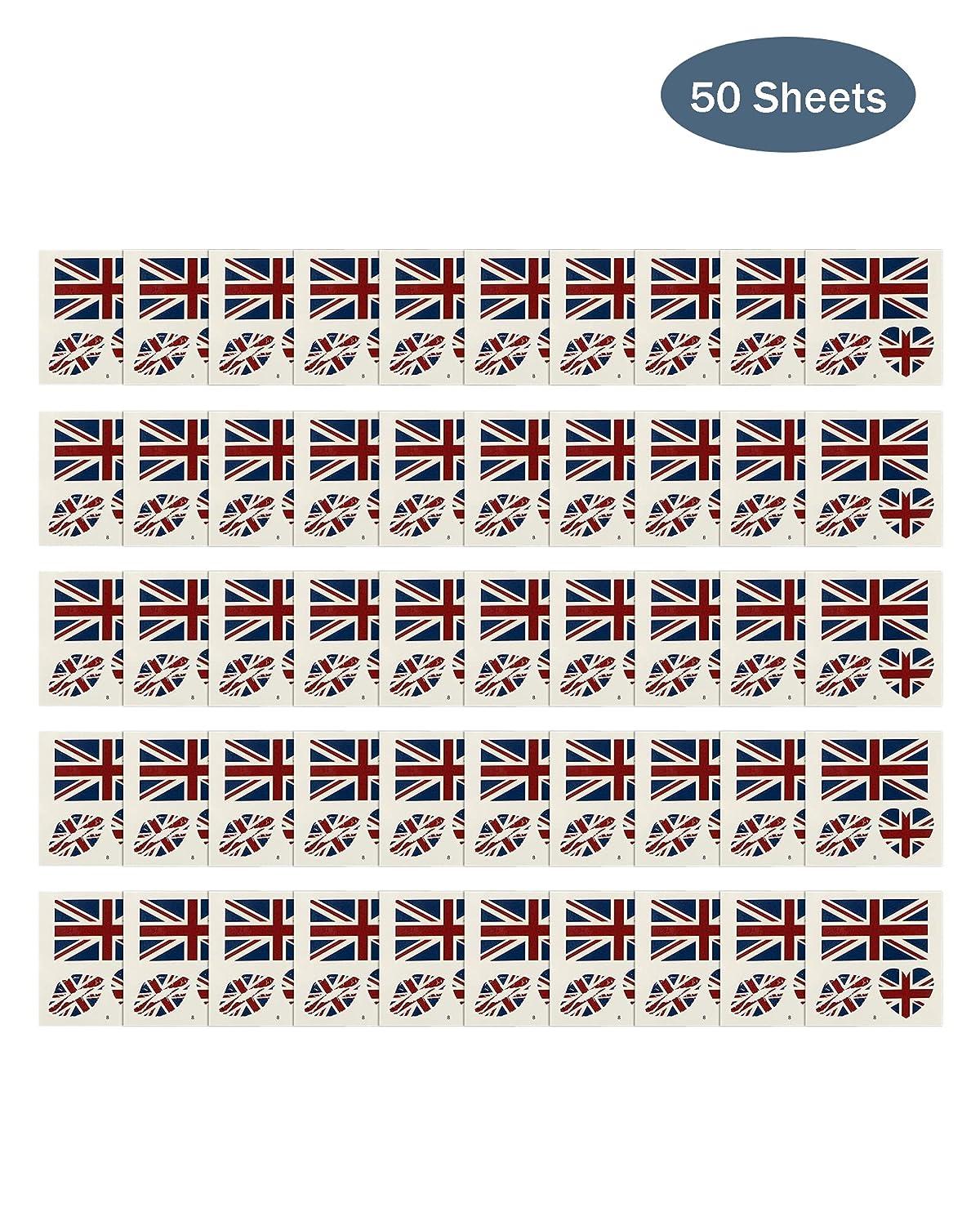 Patriotic Fake Tattoos: USA/UK | 50 Sheets American/British Flag ...