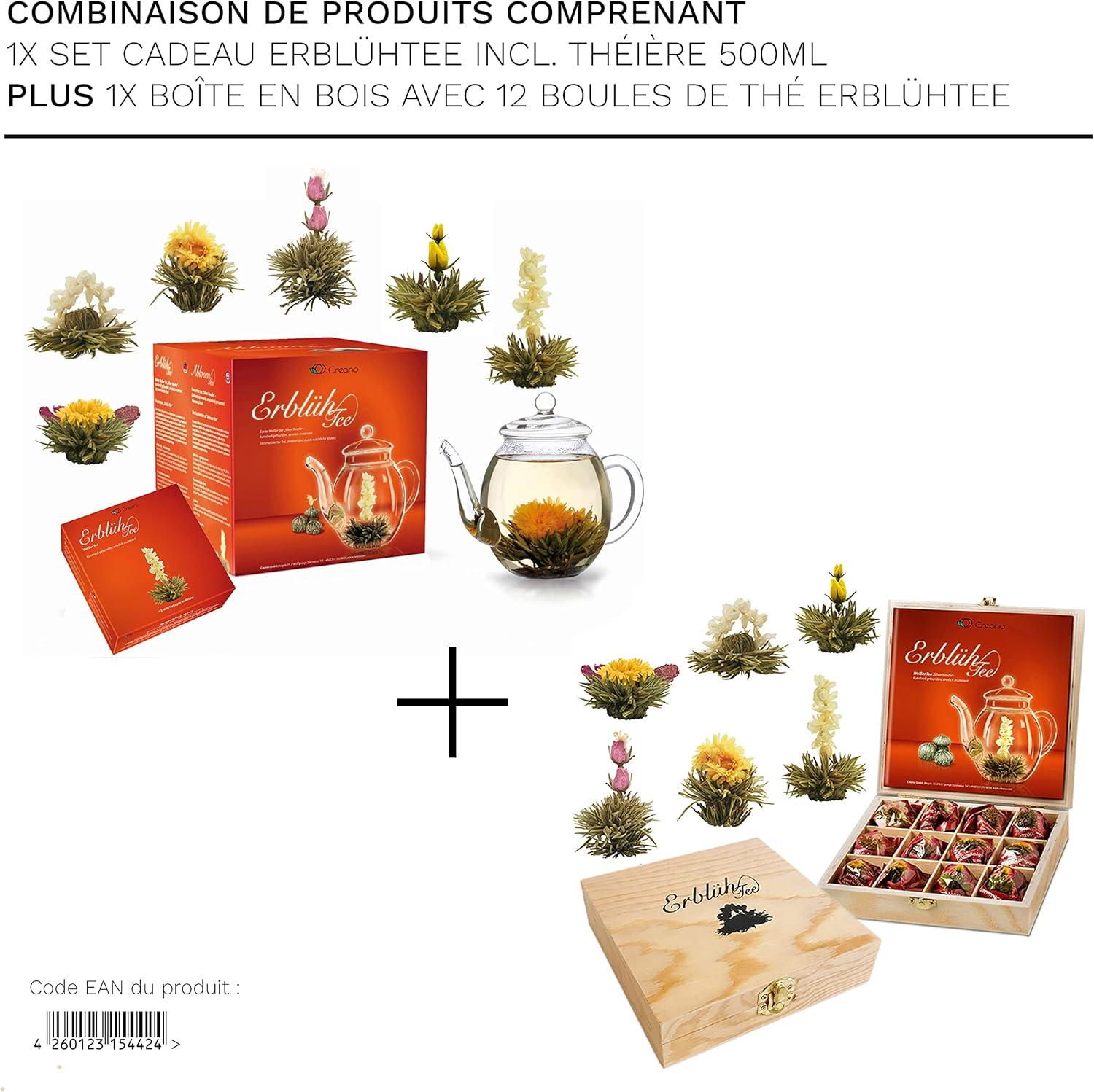Creano Tea Flower Mix - BloomingTea Gift Set with Glass Jar (500ml ...