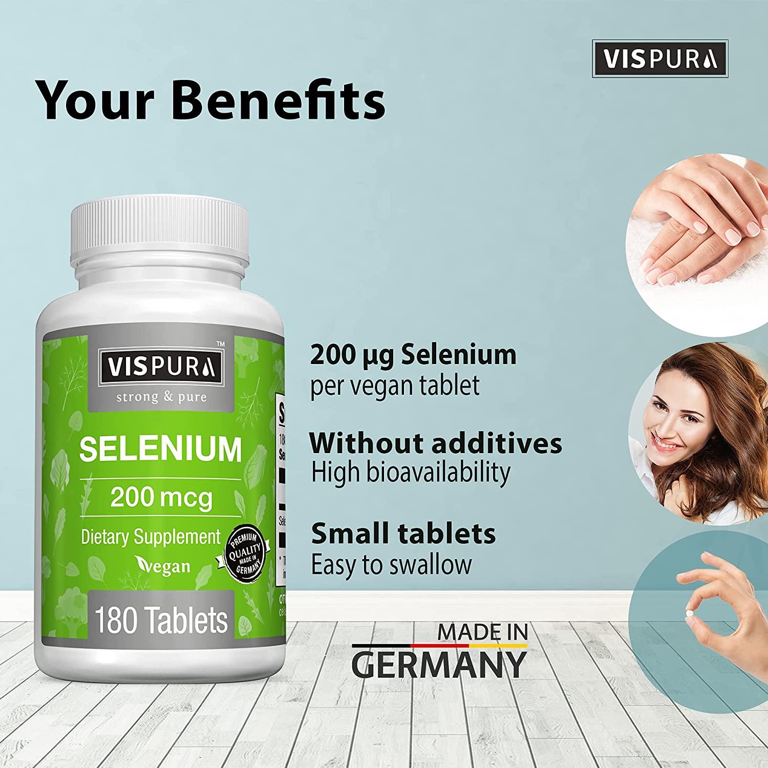Selenium 200mcg Supplement - 180 Vegan Tablets for Immune, Thyroid, Prostate, Heart Health ...