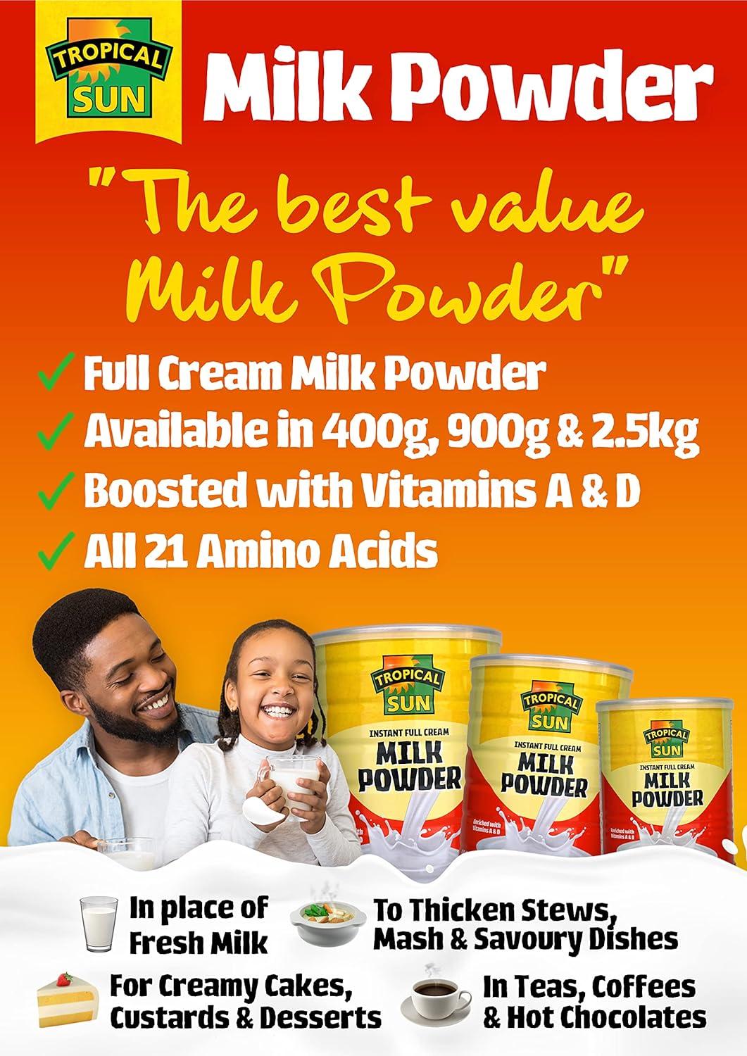Tropical Sun Full Cream Milk Powder 400g - Enriched with Vitamins A & D ...