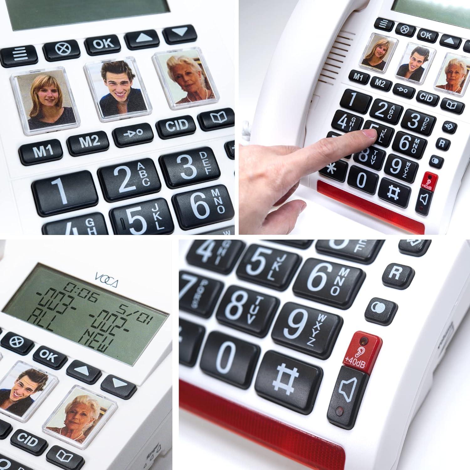 VOCA Big Button Phone for Elderly | CP130 Amplified Telephone with Caller ID Display | Hearing ...