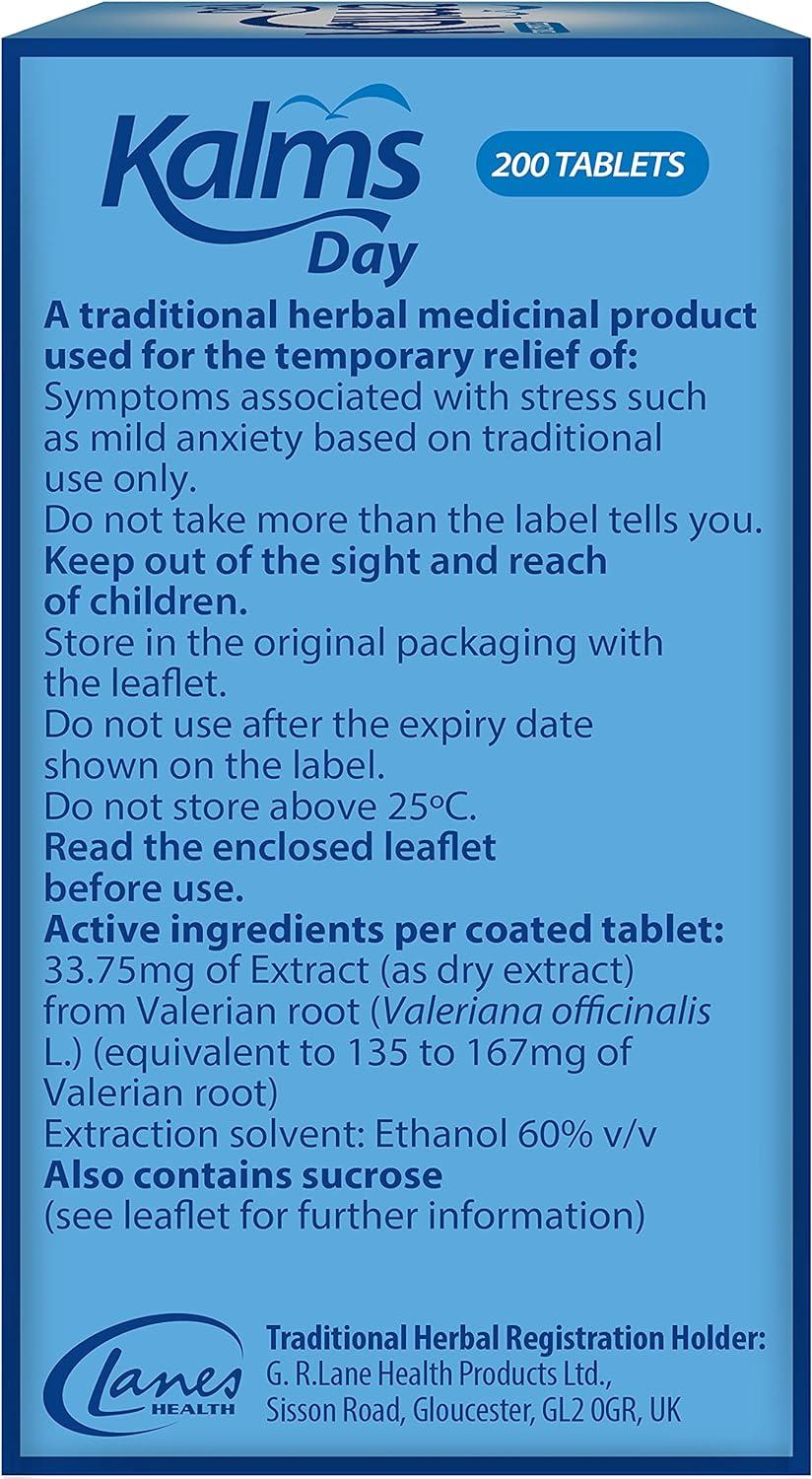 Kalms Day 200 Tablets - Natural Stress Relief Supplement (200 Count ...
