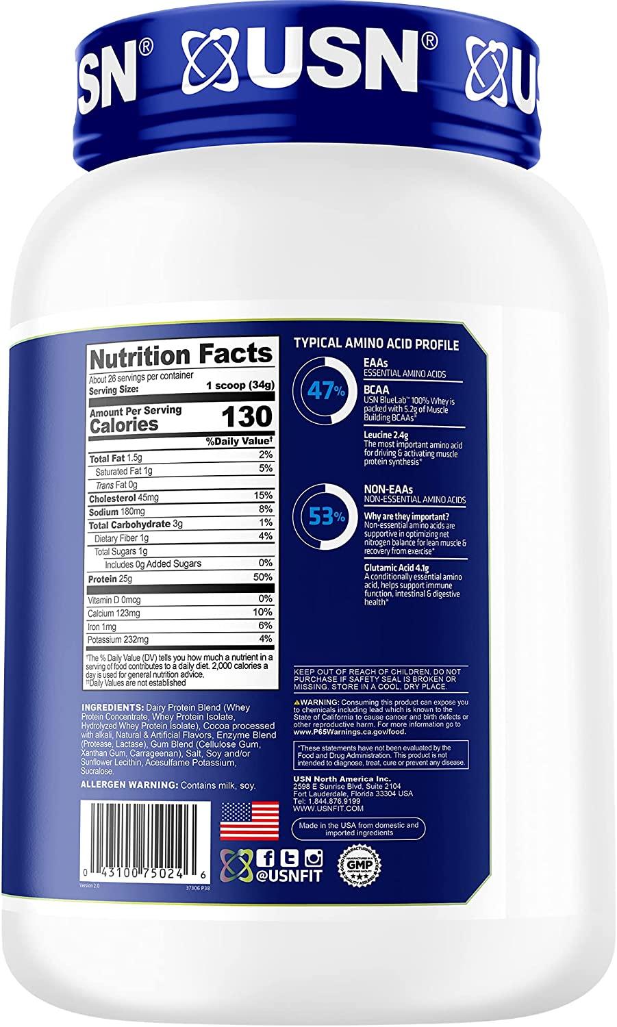 USN BlueLab 100% Whey Protein Powder - Keto Friendly, Low Carb ...