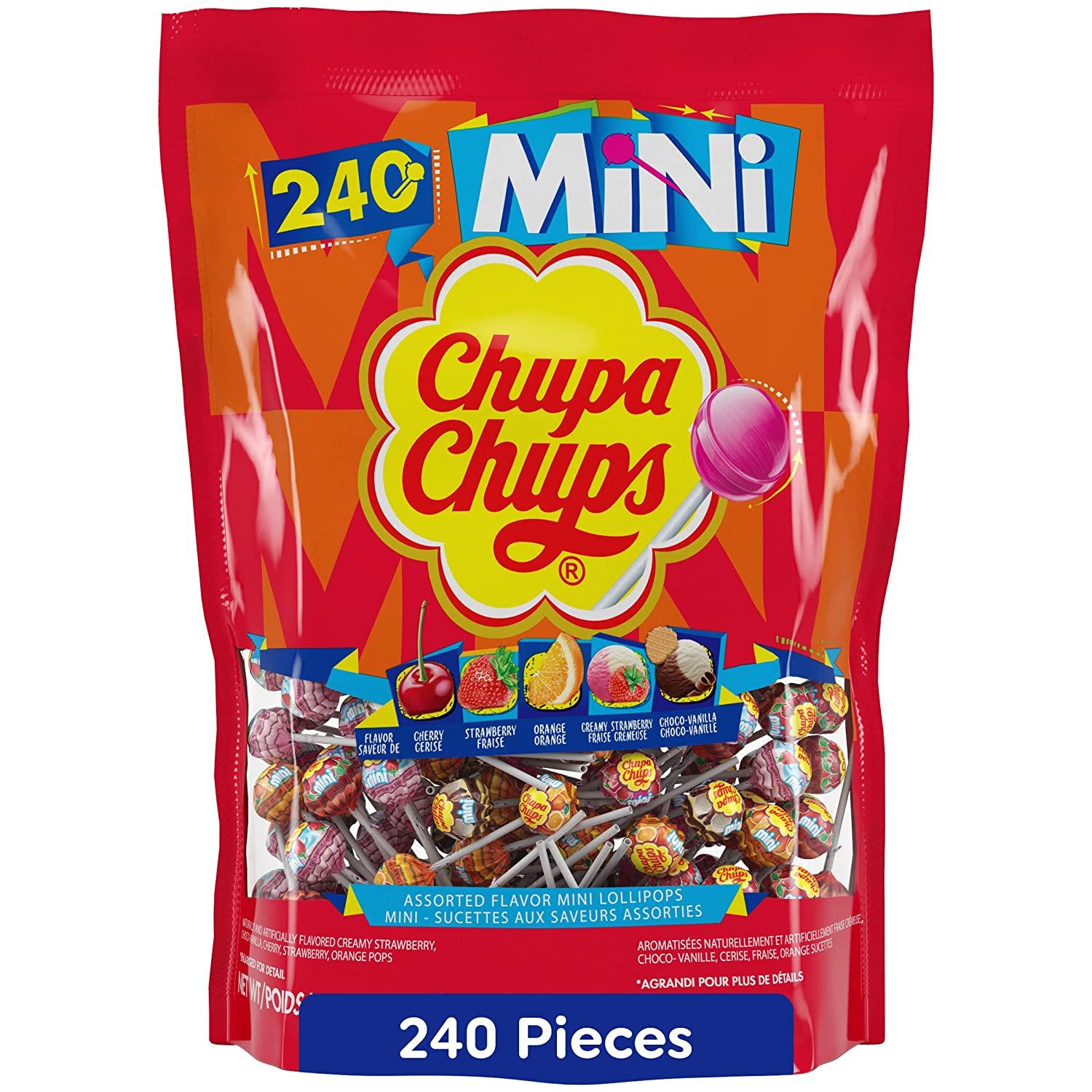 Chupa Chups Mini Lollipops Bulk Candy Variety Pack - 240ct, 7 Assorted ...