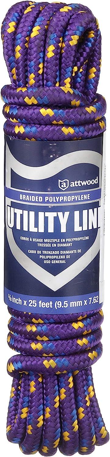 Attwood Neon Diamond Braided Polypropylene Marine Utility Cord 3/8 x 25 ...