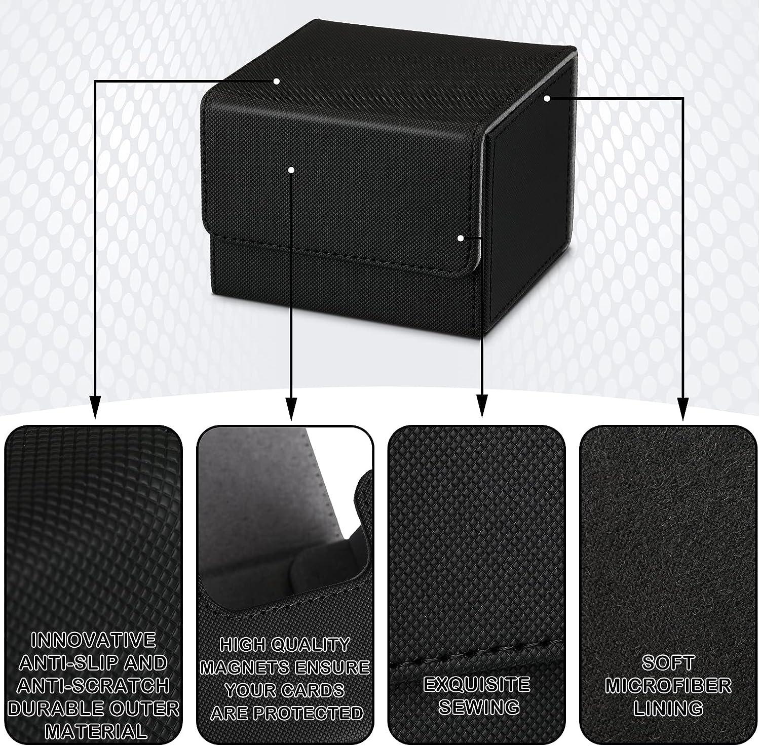 Leather Deck Card Boxes - Large Size for 100+ Sleeved Cards - Black ...