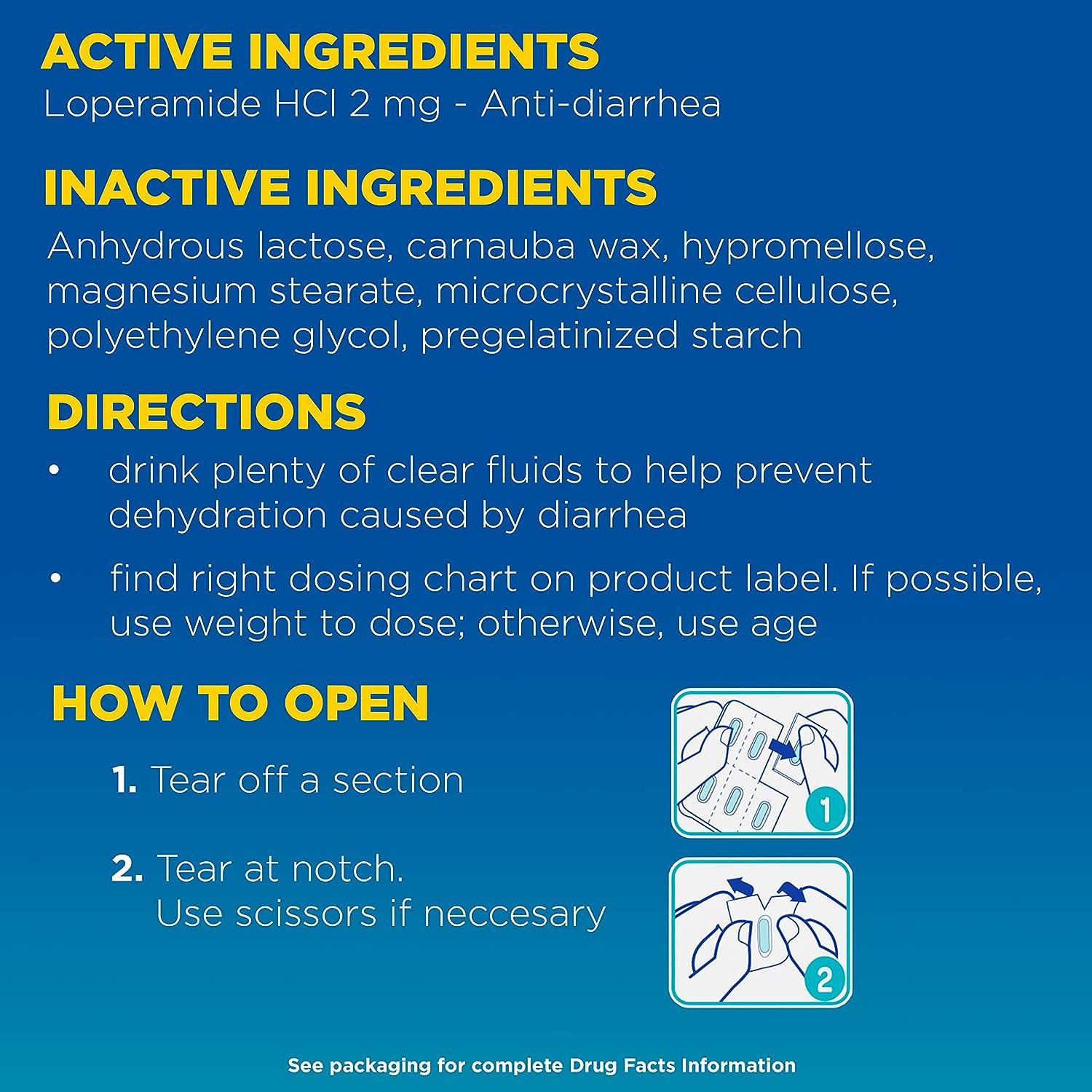 Imodium AD Diarrhea Relief Caplets -Loperamide Hydrochloride Anti ...