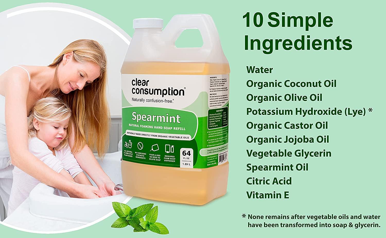 Clear Consumption Natural Spearmint Foaming Hand Soap Refill 64 oz - Organic, Long-Lasting ...
