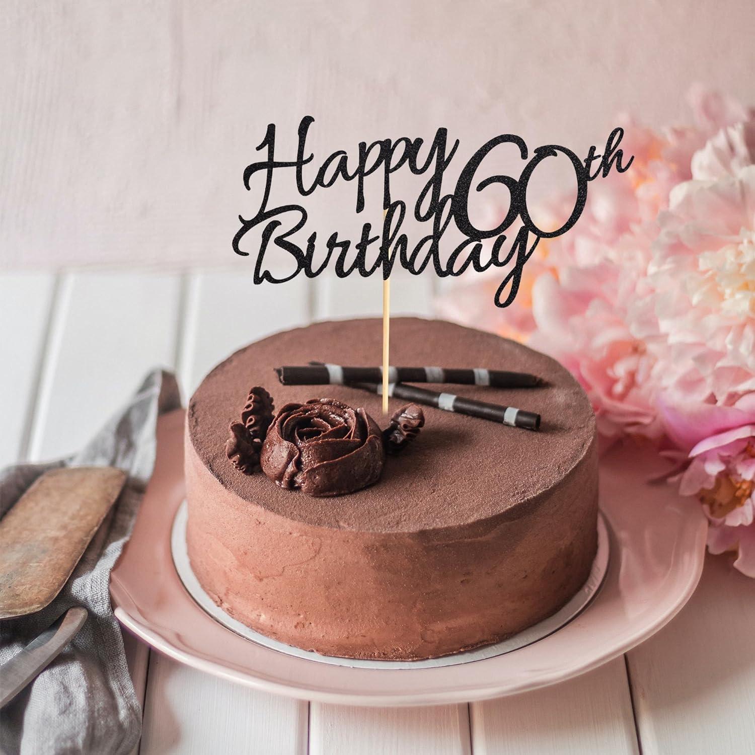 Arthsdite 1 Pc Happy 60th Birthday Cake Topper 60 Cake Topper Happy 60 ...