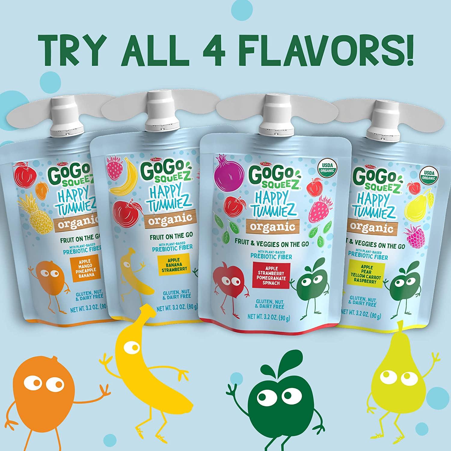 GoGo squeeZ happy tummieZ Organic Apple Banana Strawberry 3.2 oz - 4 ...