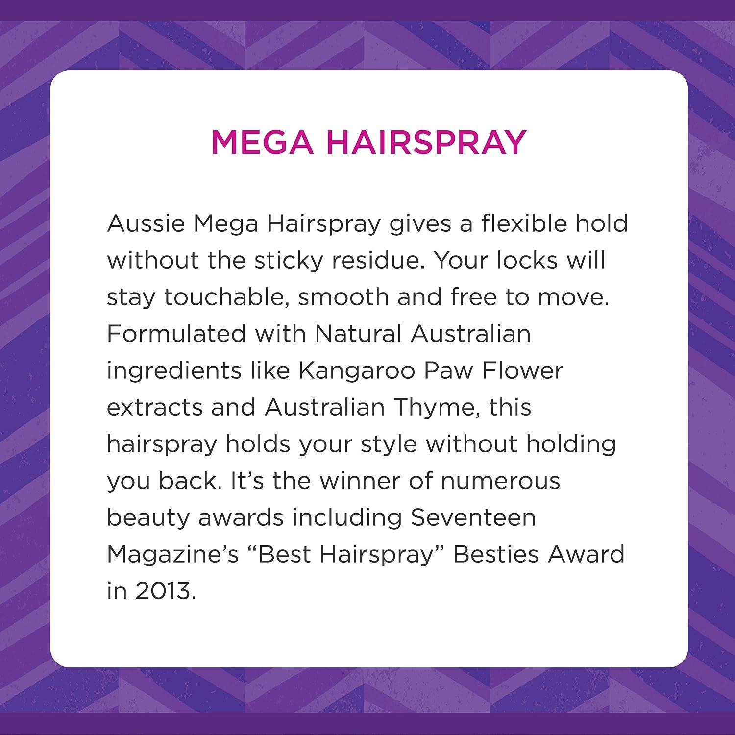 Aussie Mega Hairspray 1.5 fl oz - Long-lasting Hold for All-Day Style ...