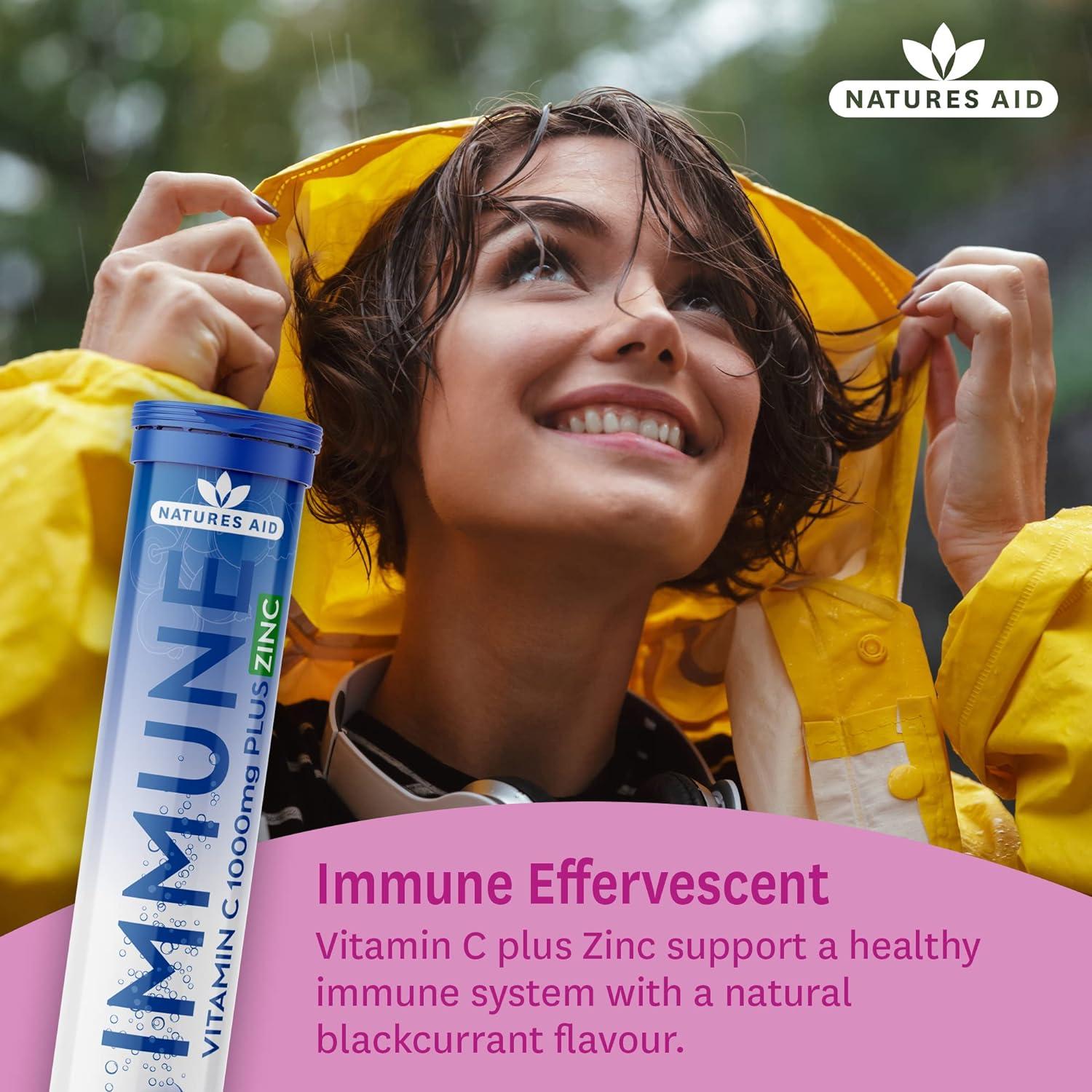 Natures Aid Immune Effervescent with Zinc & Vitamin C Blackcurrant 20 ...