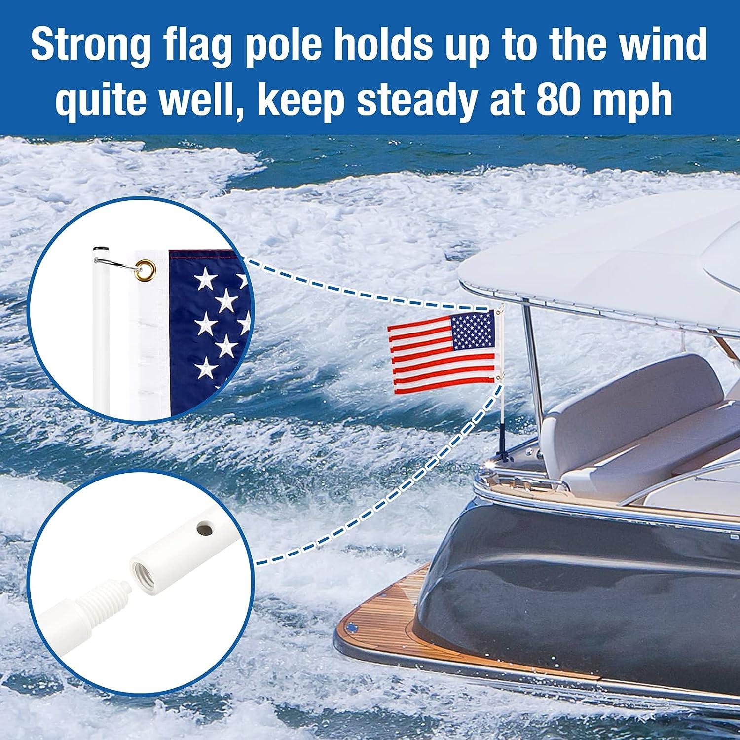 Affordura Boat American Flag & Pole Set | 16x24 Flag w/ Mount for Round ...