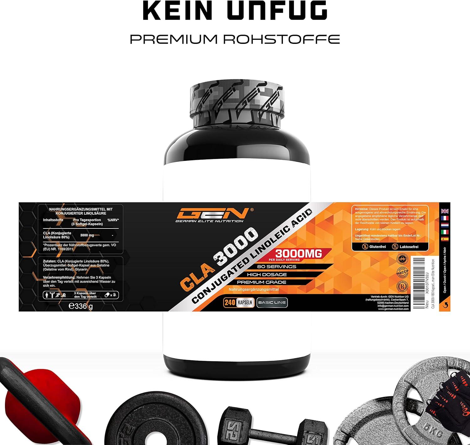 Premium CLA 240 Capsules - 3000mg Daily - High-Dosed Conjugated ...