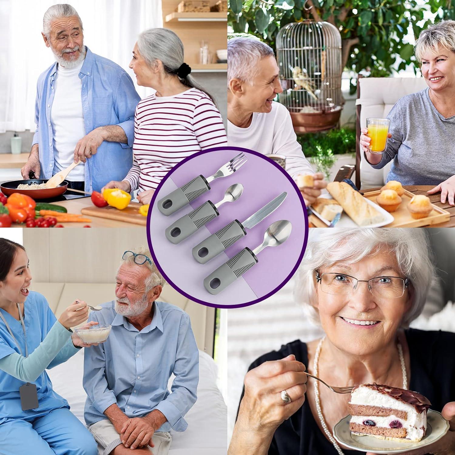 Easy Grip Cutlery Set of 4 - Disability Aids for Disabled Hands - Large ...