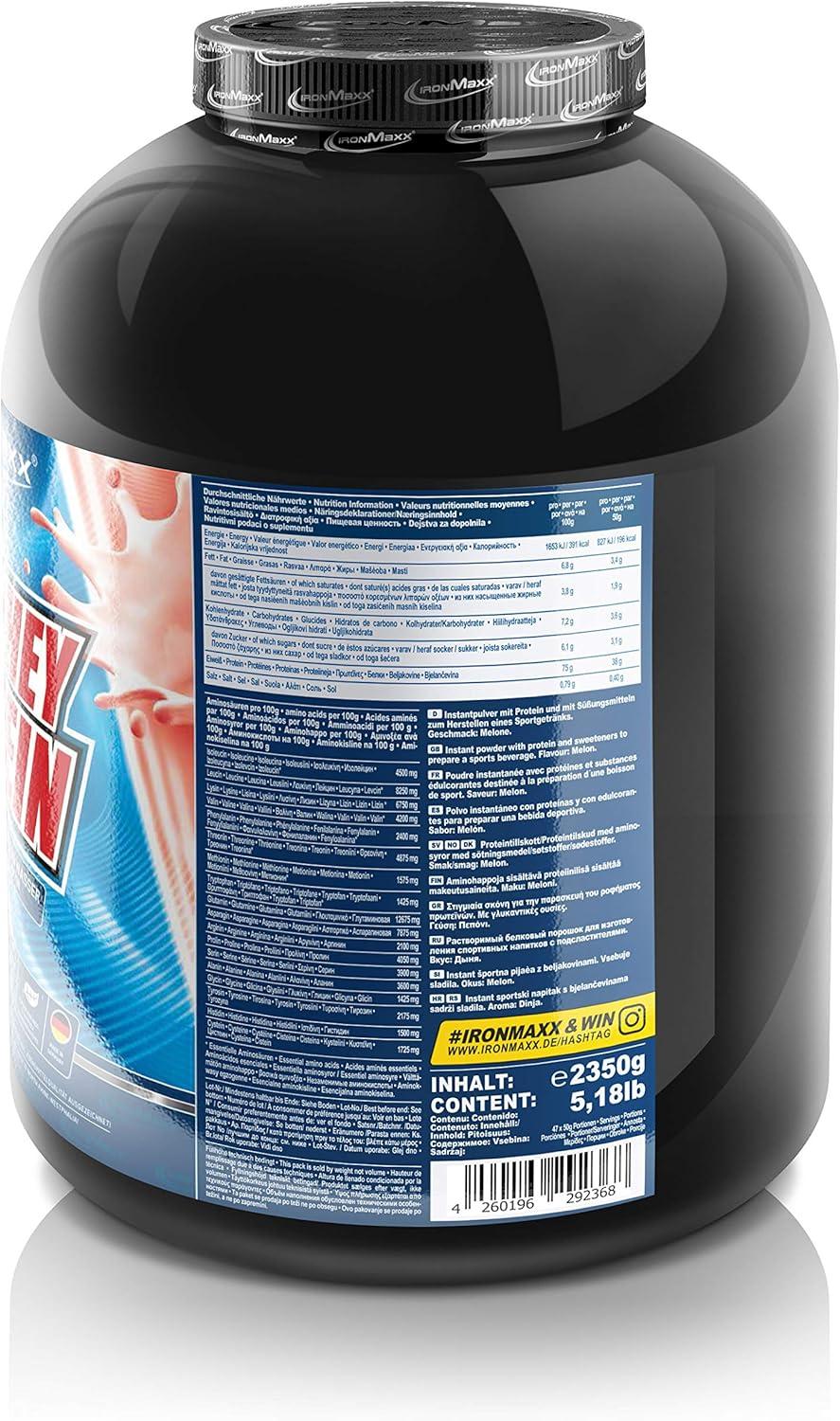 Ironmaxx 100% Whey Protein Powder - Melon Flavor 2.35kg | Water-Soluble ...