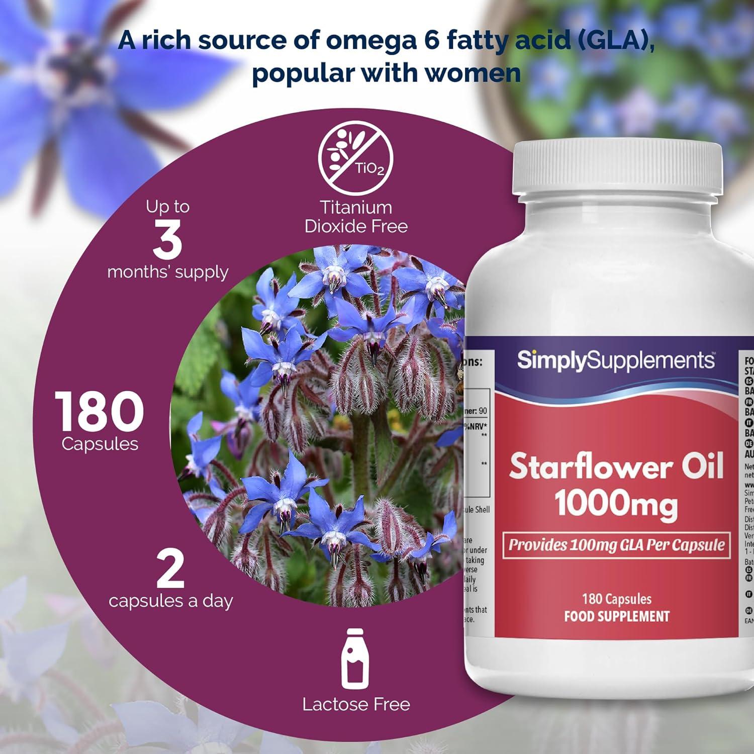 Starflower Oil 1000mg - 180 Capsules | Premium Quality Supplement | Buy ...