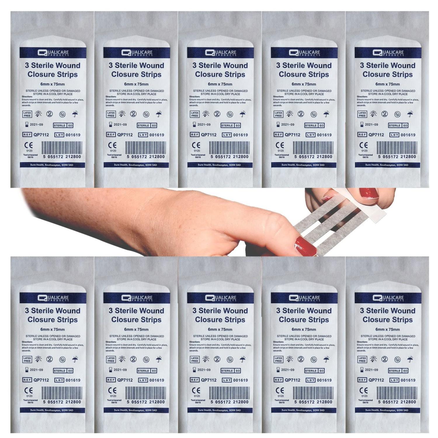 10 Packs Sterile Deep Wound Closure Strips 6mm - First Aid Adhesive ...