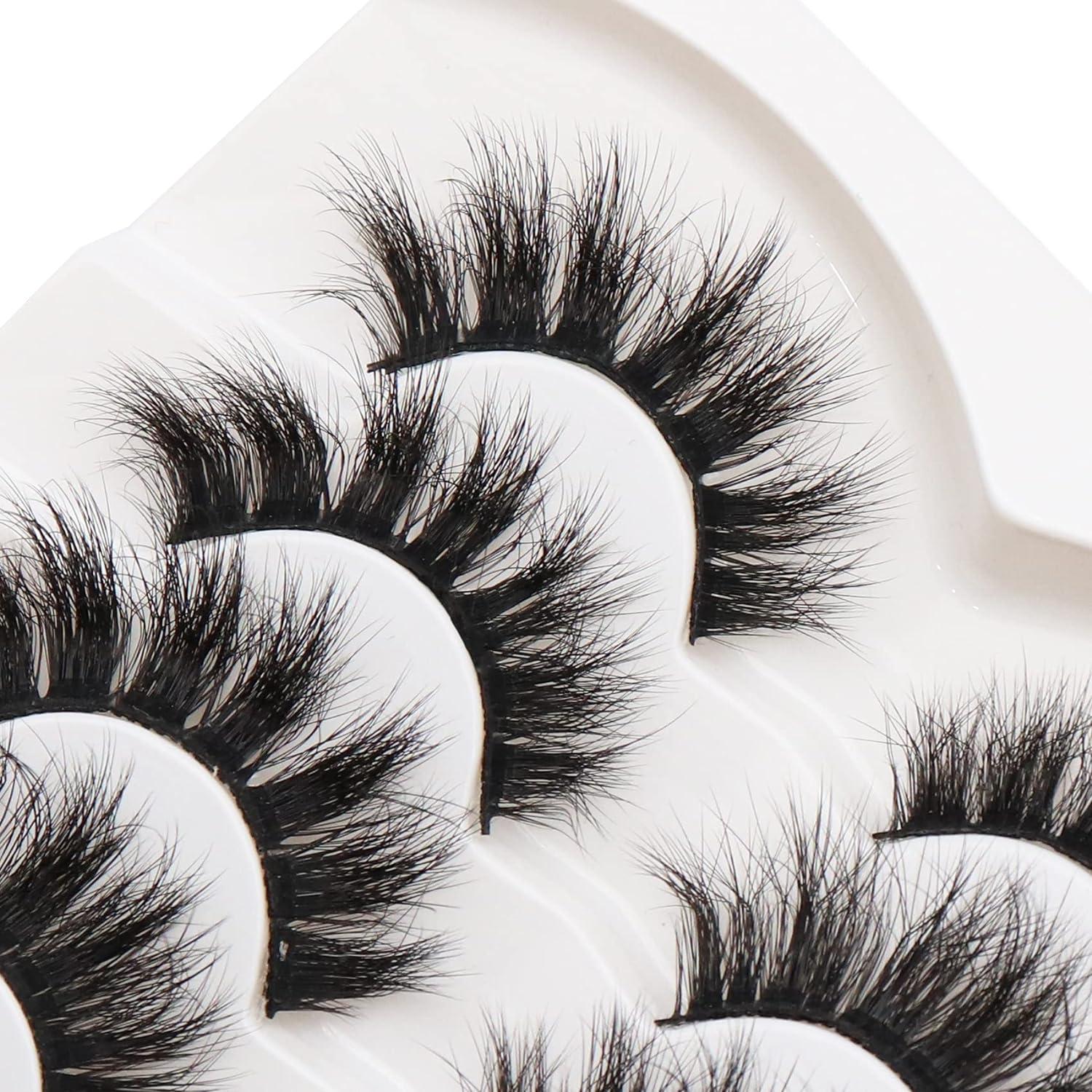 Losha Super Fluffy Faux Mink Eyelashes - Dramatic Long & Full 7 Pairs ...