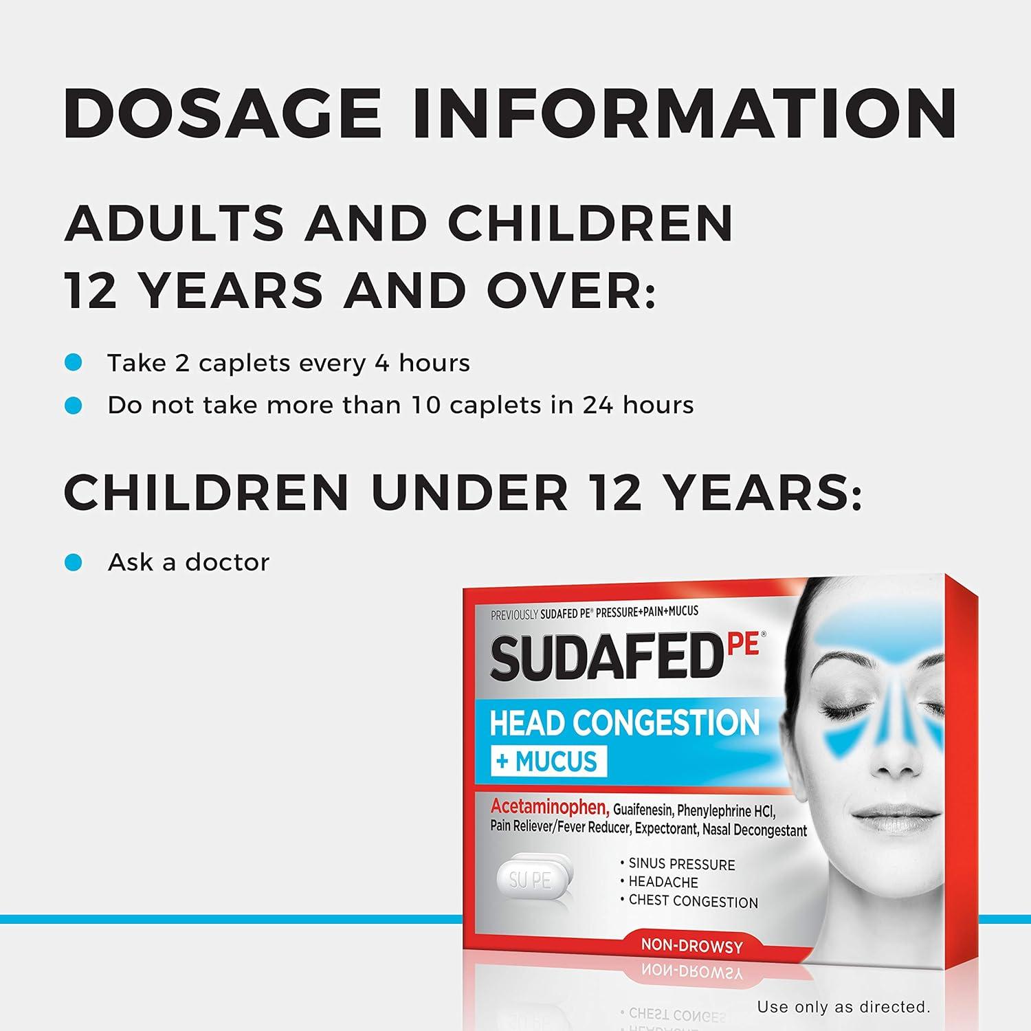 Sudafed PE Head Congestion + Mucus Relief Tablets - 24 ct Non-Drowsy ...