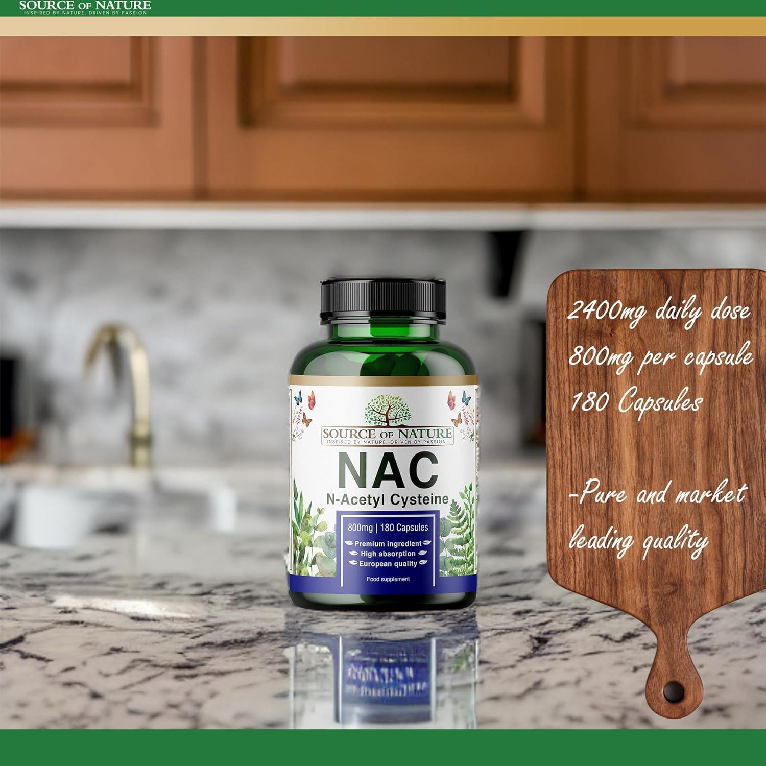 NAC 800mg 180 Capsules | Source of Nature | N-Acetyl Cysteine | Vegan ...