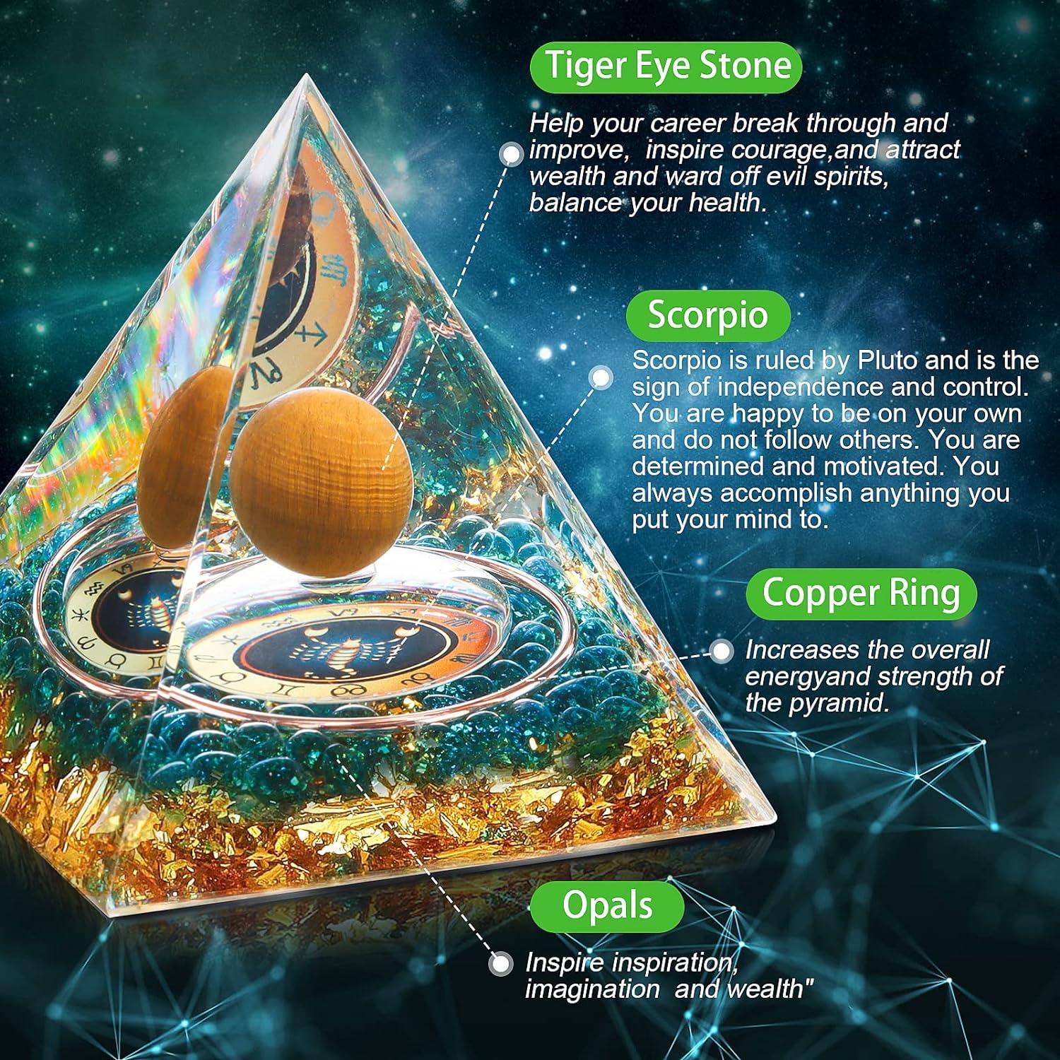 HuiJuKeJi Scorpio Constellation Orgonite Pyramid with Tiger Eye Stone ...
