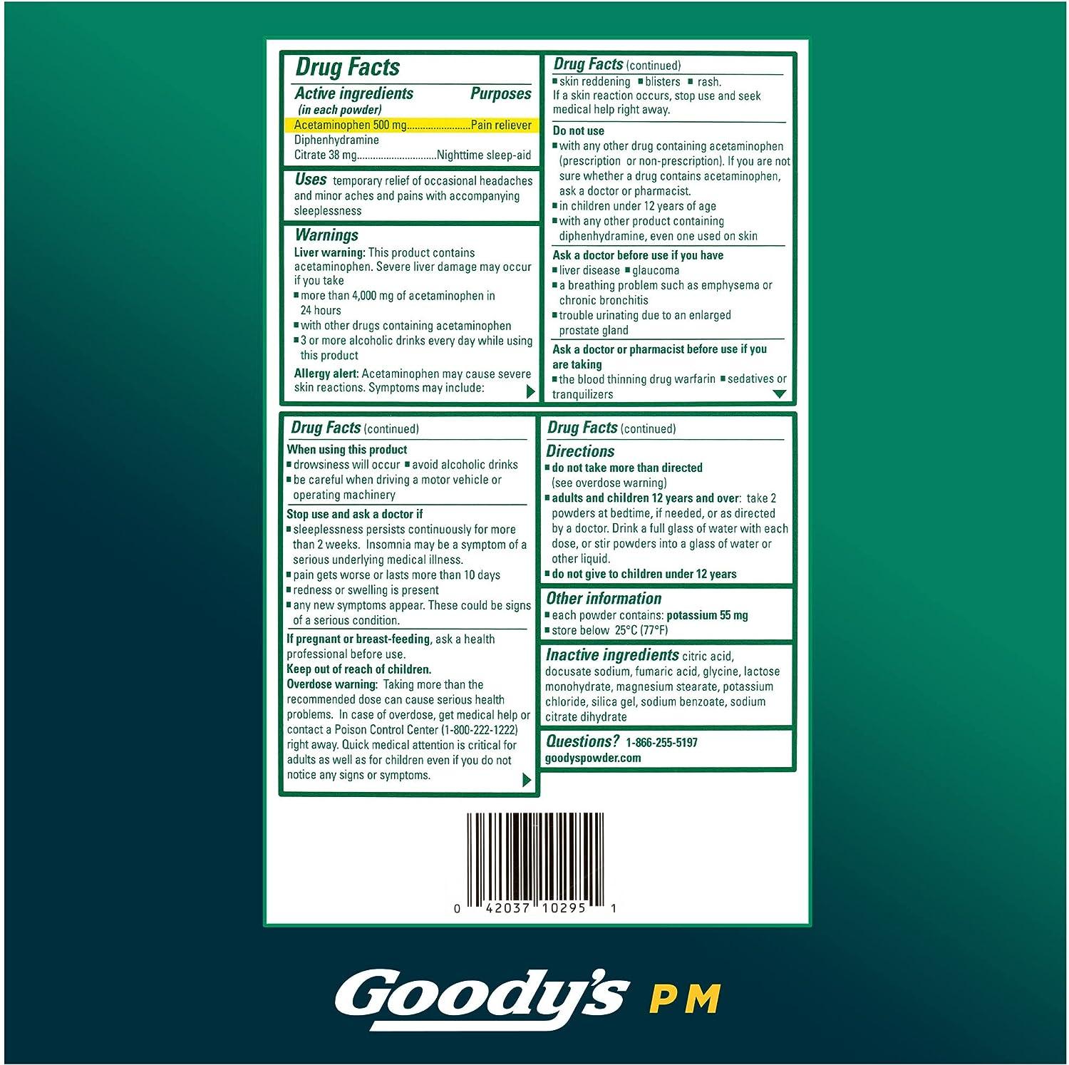 Goody's PM Nighttime Pain Relief Powder Dissolve Packs - 6 Individual ...