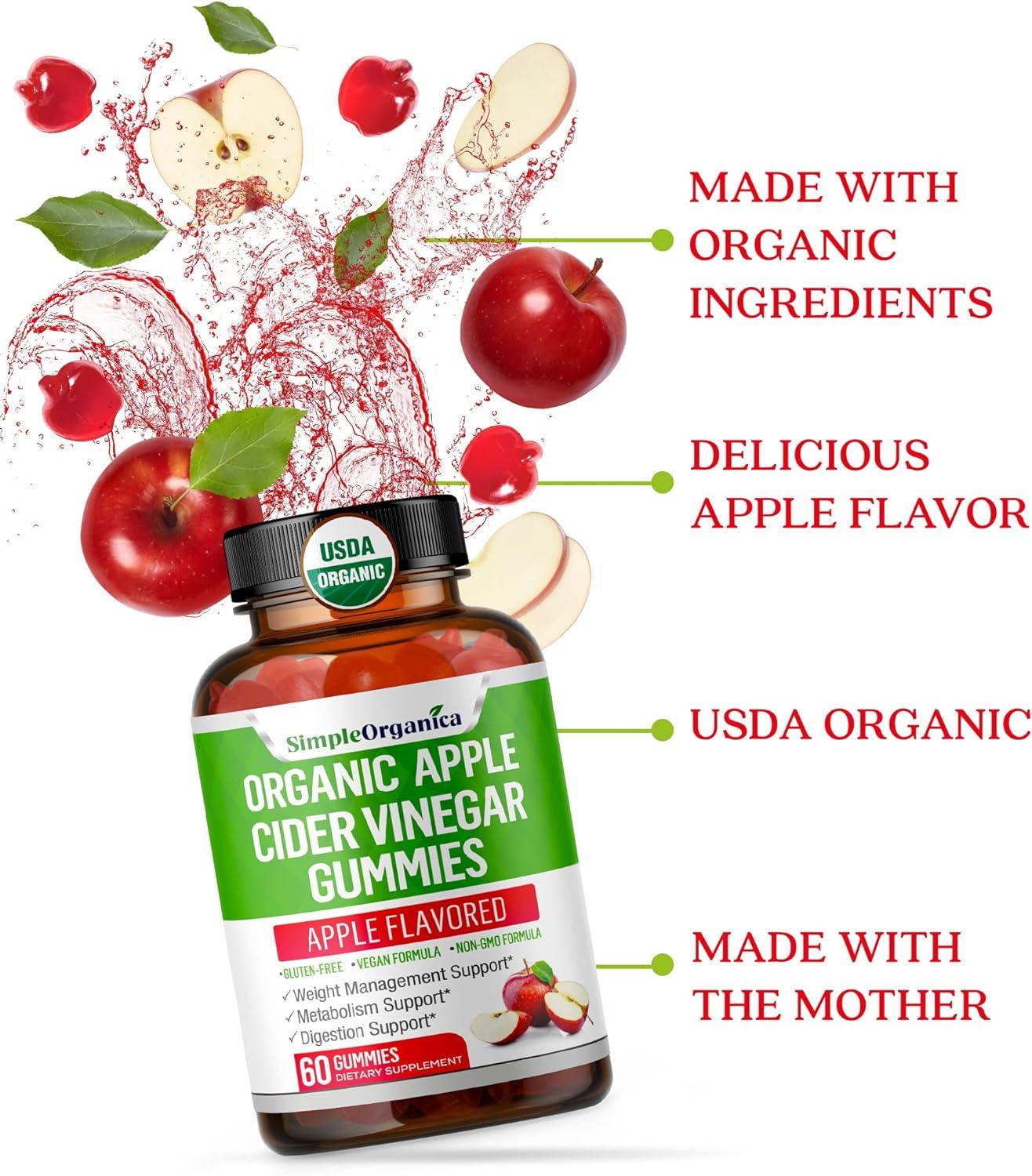 Simple Organica Organic Apple Cider Vinegar Gummies with The Mother ...