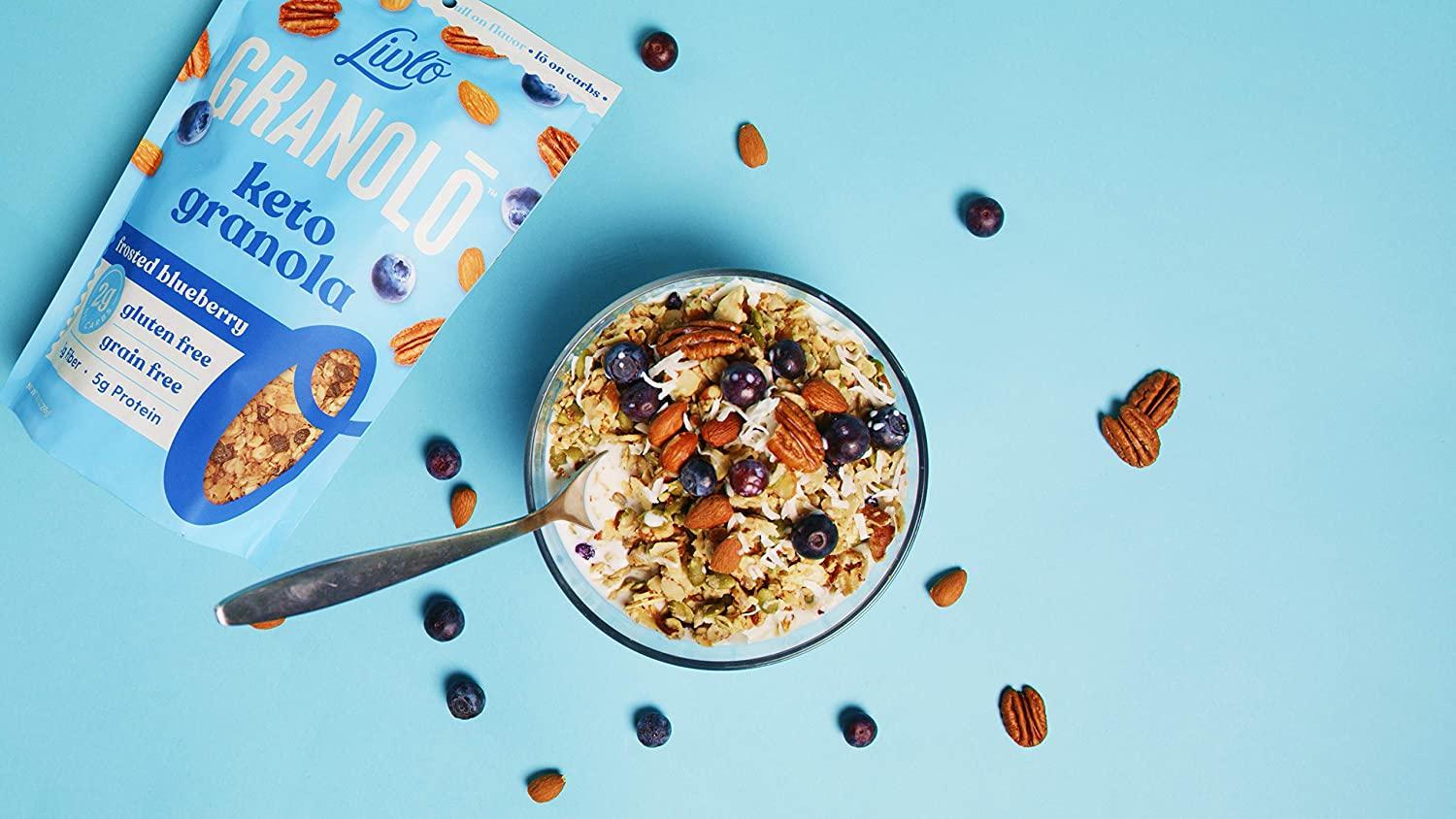 Livlo Keto Nut Granola - Low Carb, Gluten Free Frosted Blueberry Cereal ...
