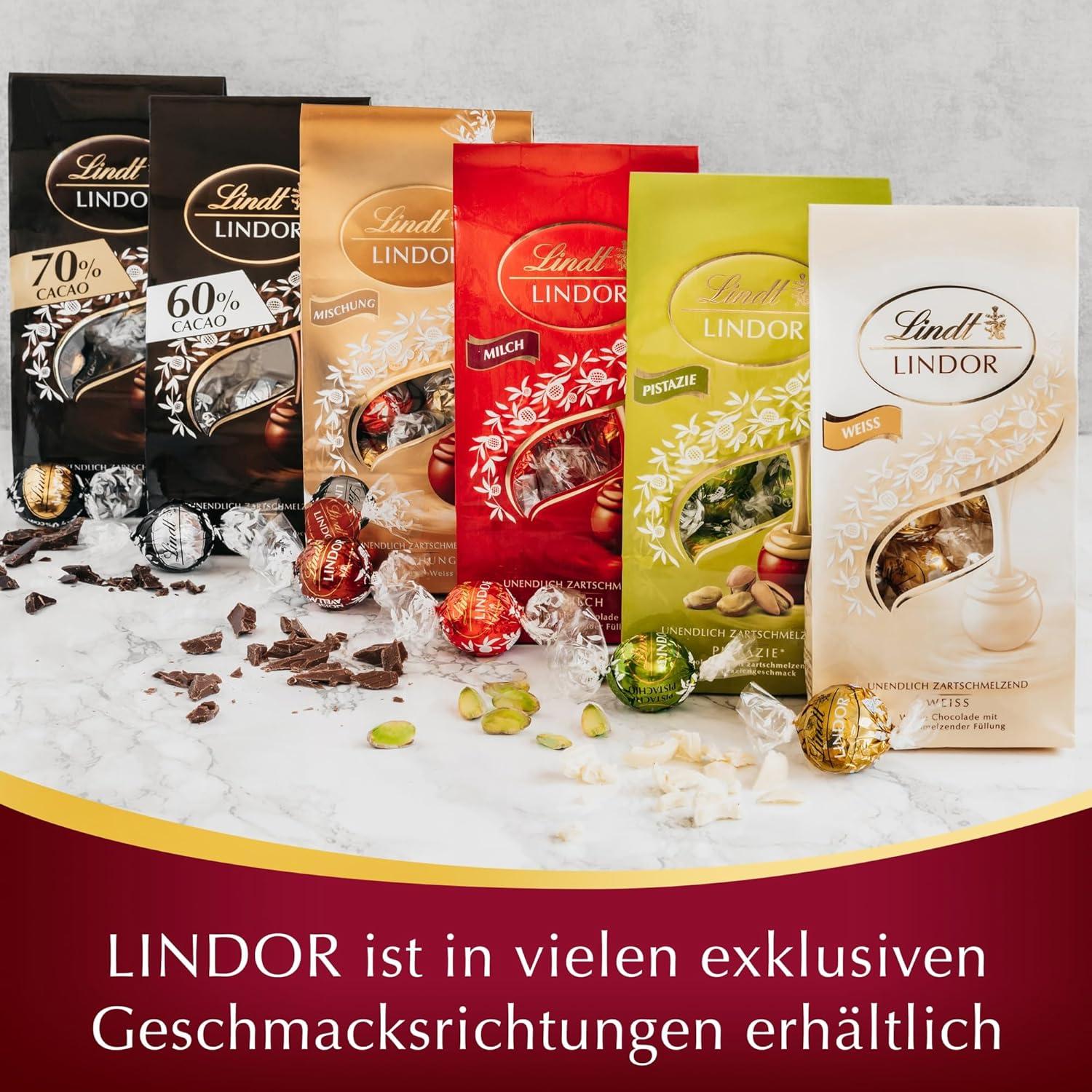 Lindt Lindor Double Chocolate Balls 137g | Premium Whole Milk Chocolate ...