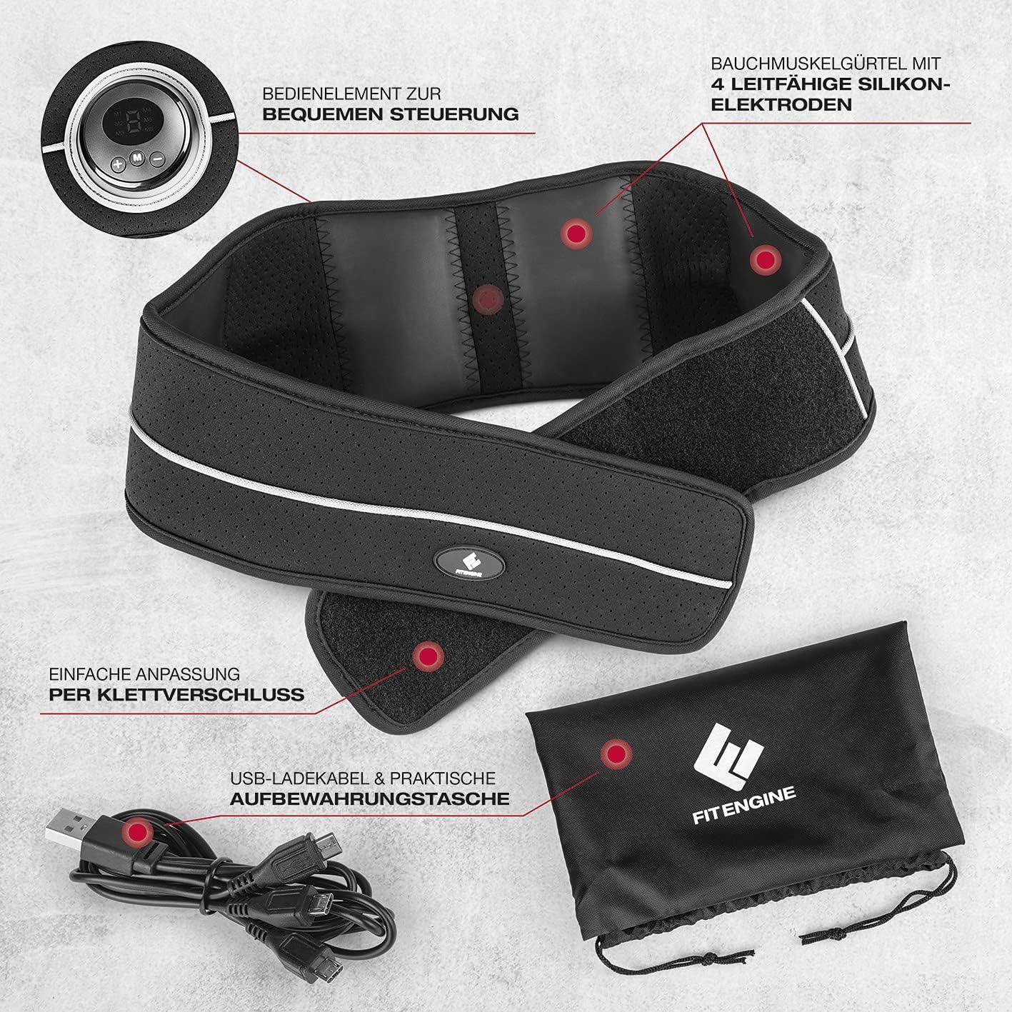 Buy Fitengine Flexible EMS Abdominal Muscle Belt - Unisex | 4 ...