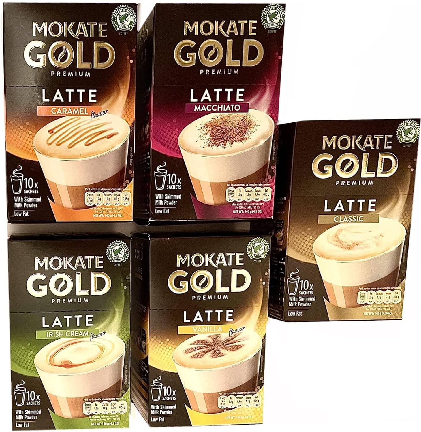 multiple Mokate Gold Premium Latte Selection of 5 flavours Caramel Classic Irish cream Vanilla ...