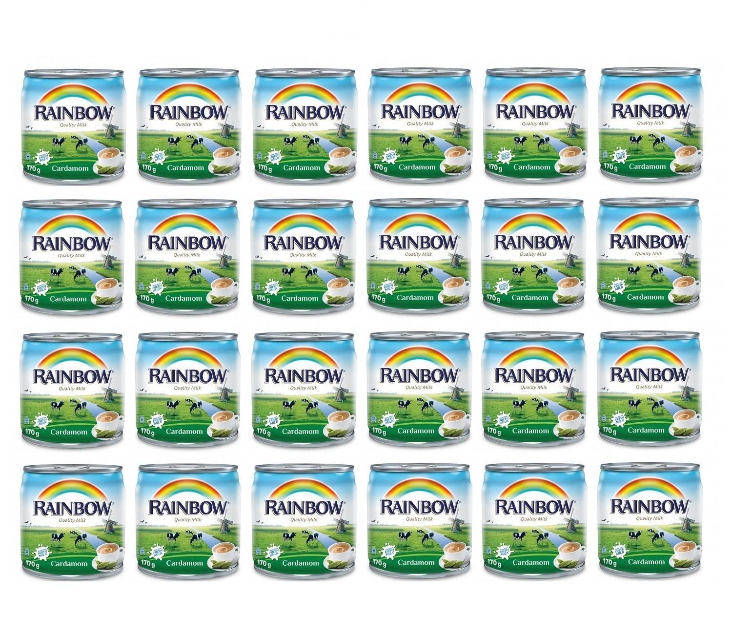 Rainbow Evaporated Milk with Cardamom Full Cream Sterilized 6oz. 170gm ...
