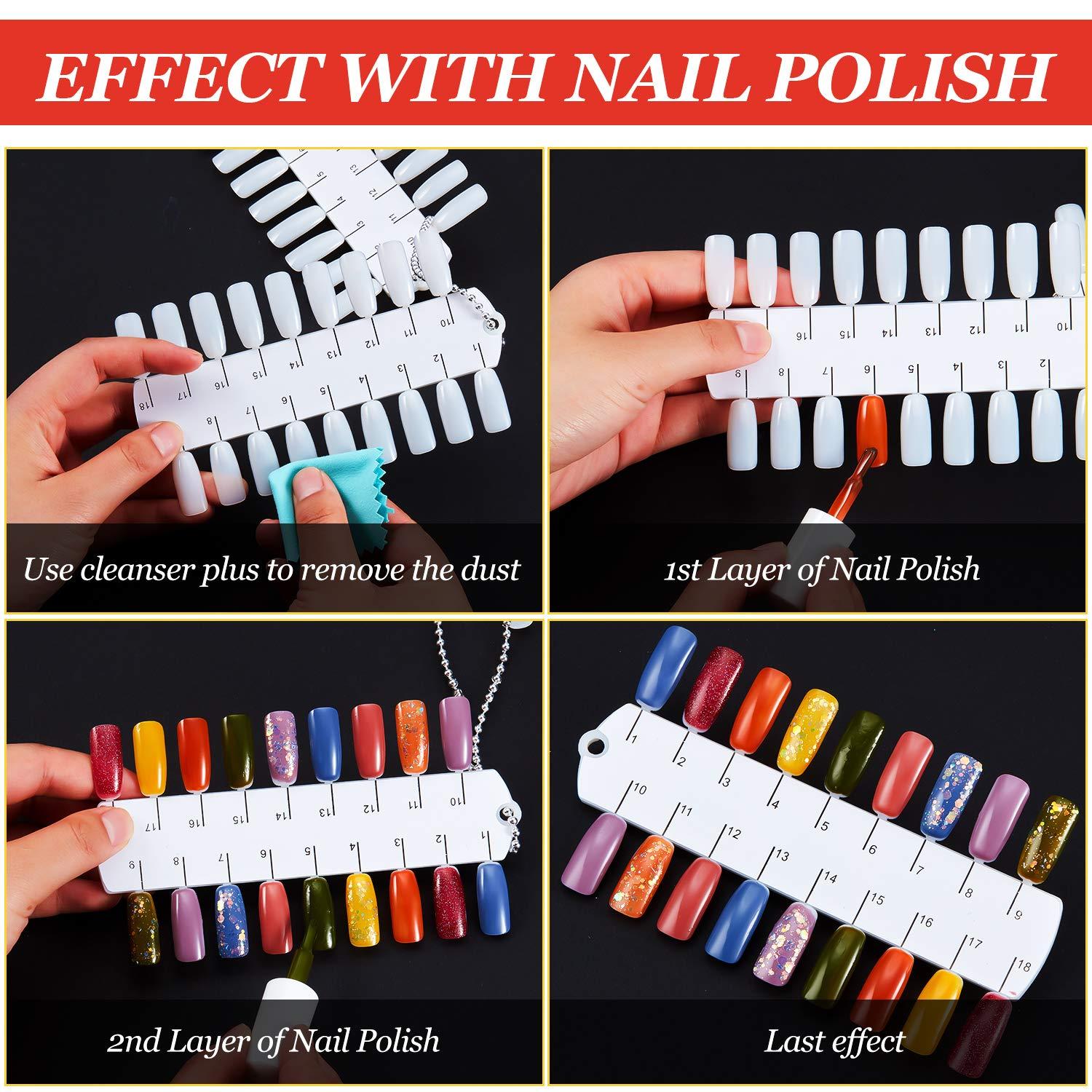6 Sets Double Layer Nail Color Display Card with 216 Tips - Nail Design ...