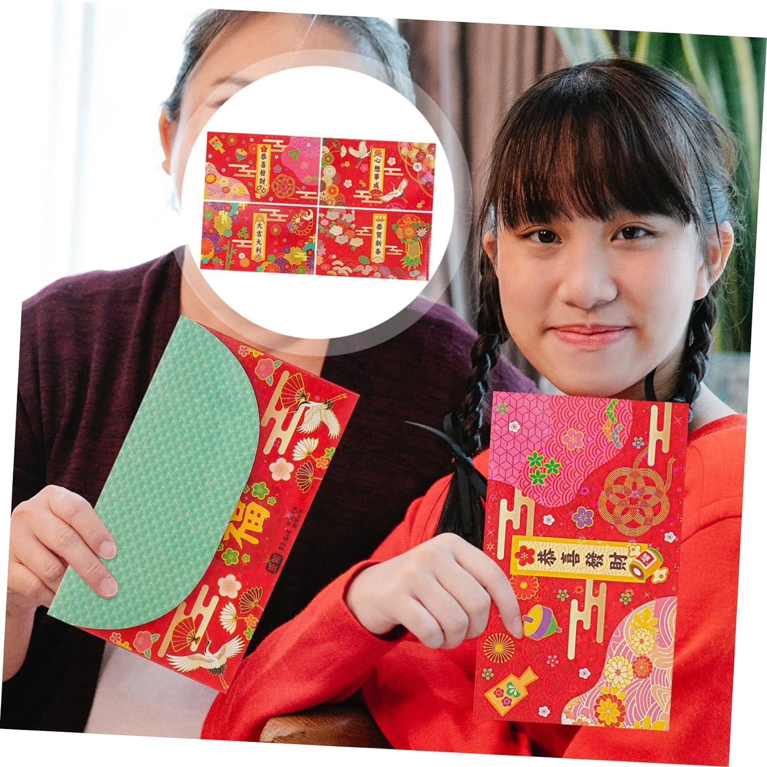 Didiseaon 24 Pcs Japanese Spring Festival Red Packet Asian Red Envelope ...