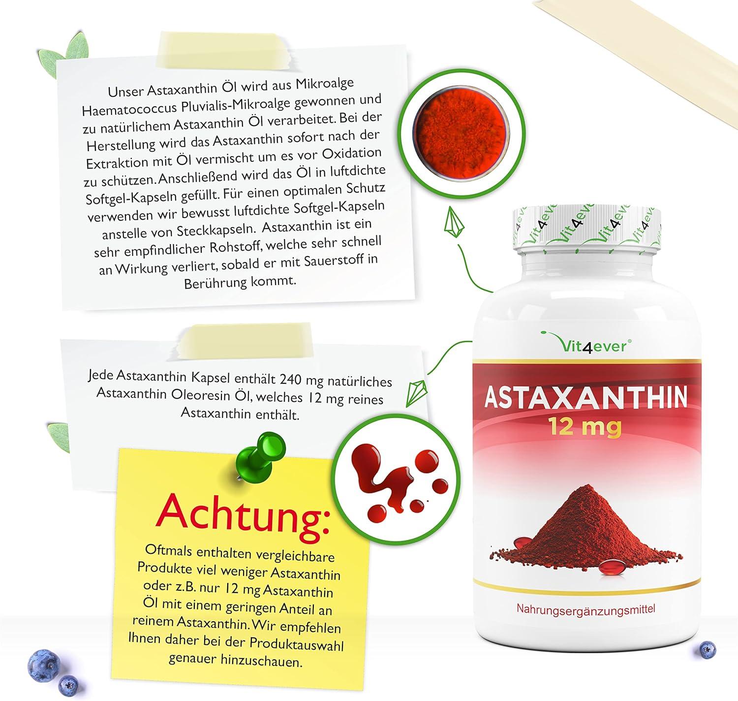 Buy Astaxanthin 12mg - Premium 60 Softgel Capsules Pure Haematococcus ...