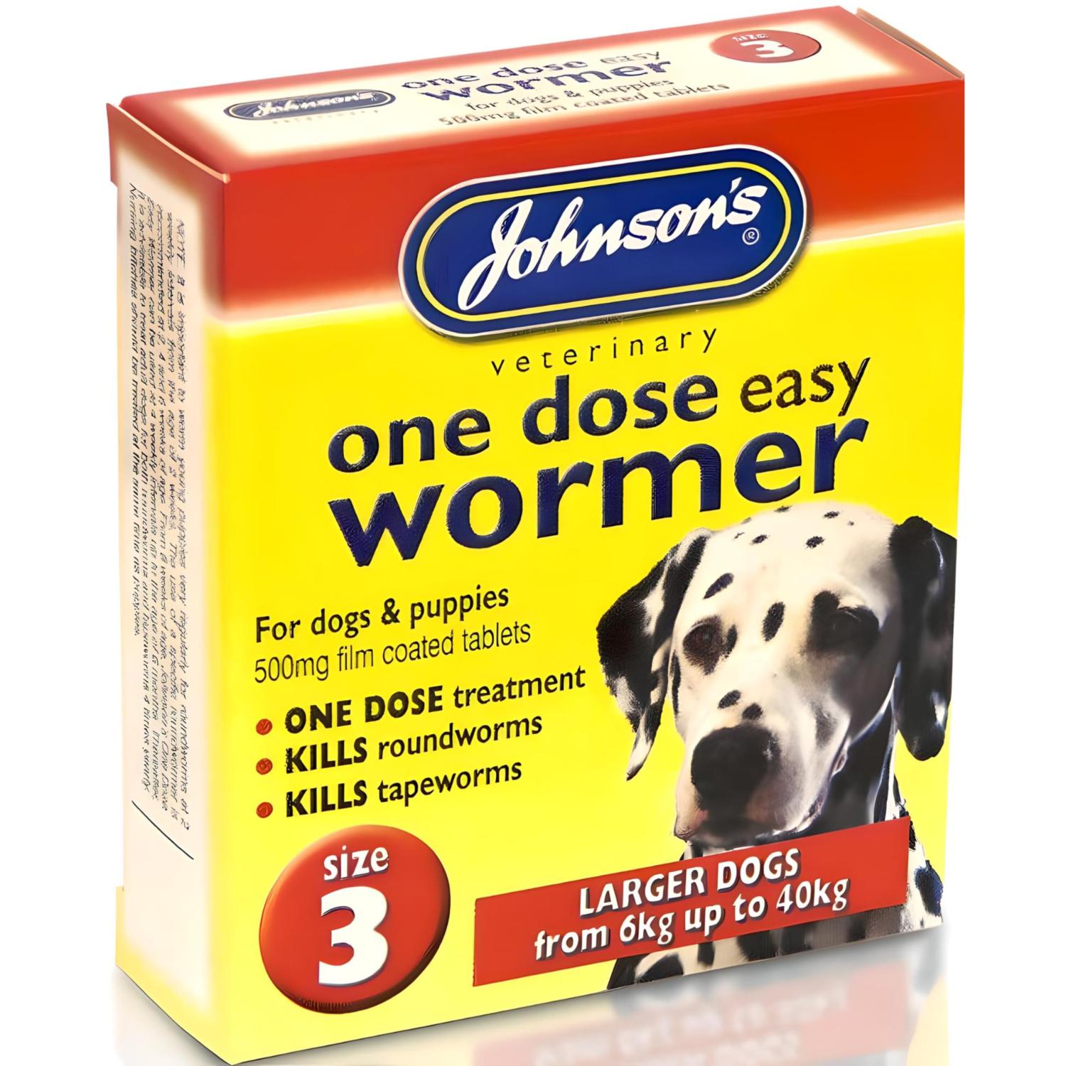AMK Johnsons Easy One Dose Wormer for Large Dogs & Puppies 8-40kg ...