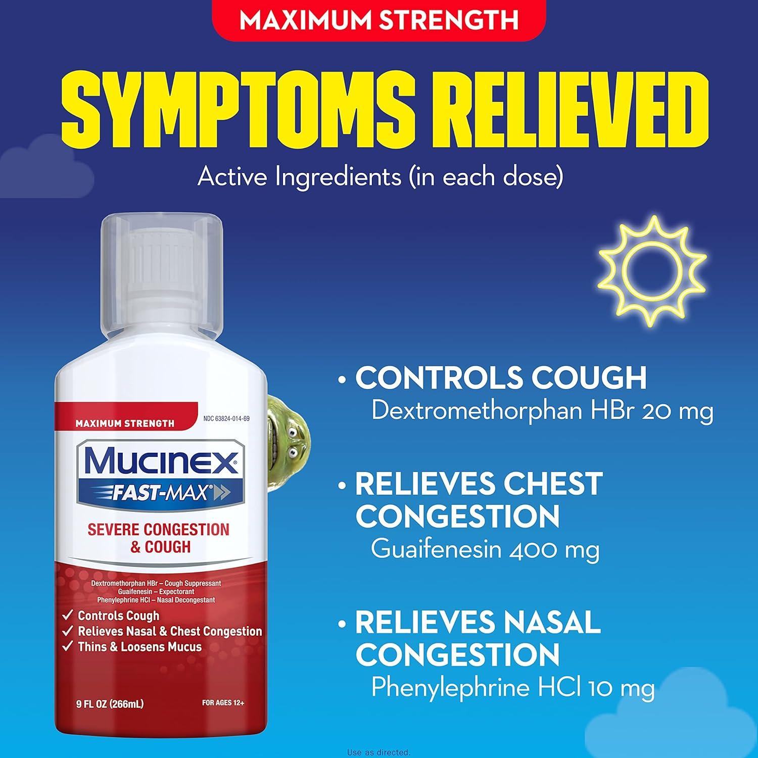 Mucinex Fast-Max Severe Congestion and Cough Liquid 9 fl. oz. - Maximum ...