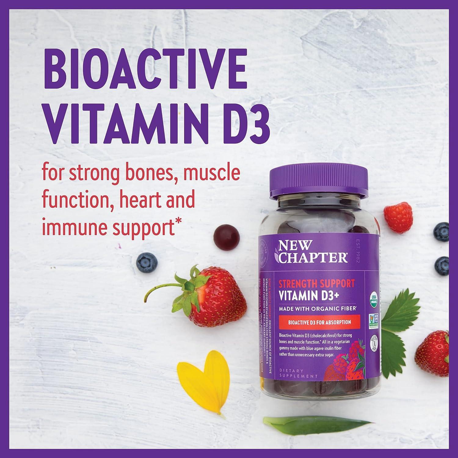 New Chapter Organic Vitamin D3+ Gummies - 1000 IU USDA Organic Daily Gummy for Strong Bones ...