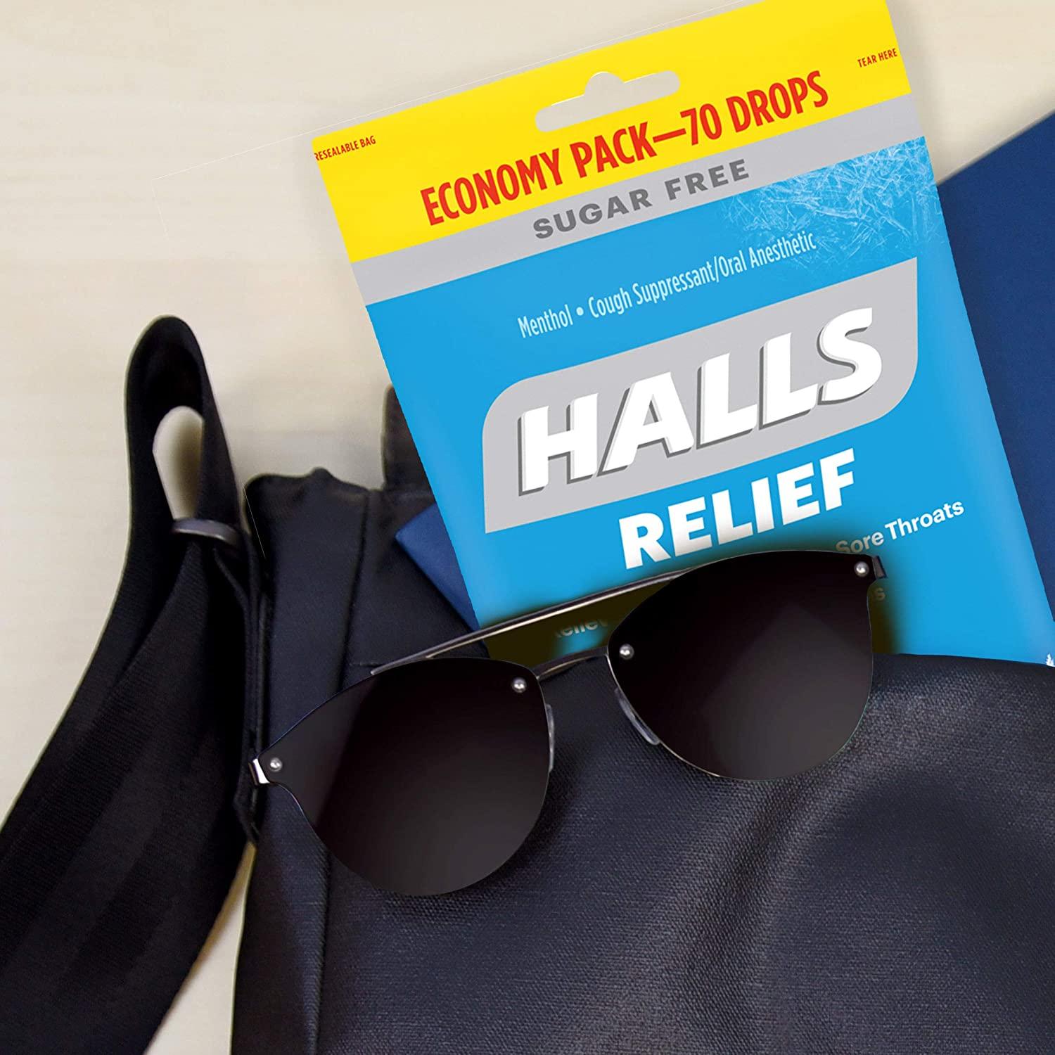 HALLS Relief Mountain Menthol Sugar Free Cough Drops - Economy Pack (70 ...
