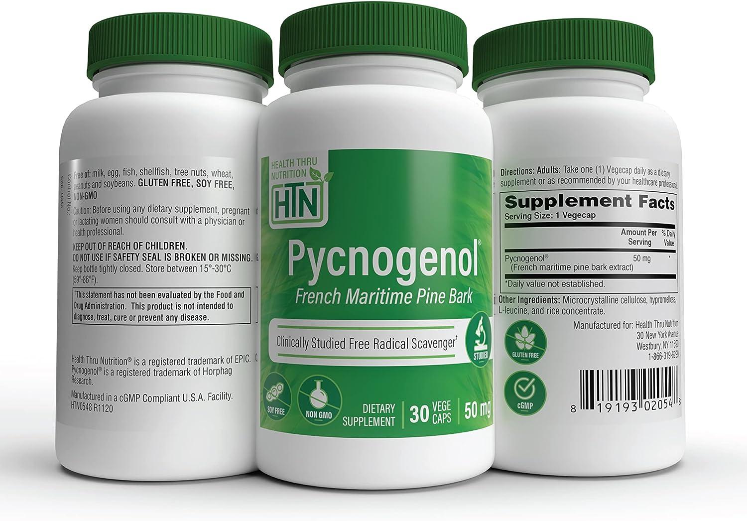 Health Thru Nutrition Pycnogenol 50mg - Vegan French Maritime Pine Bark ...