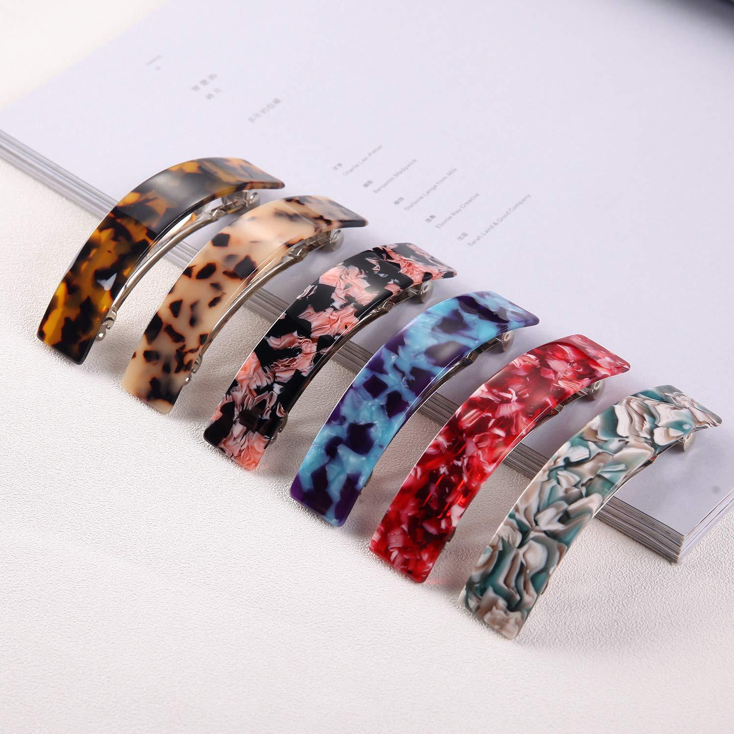 French Style Curved Rectangle Volume Barrette Tortoise Shell Hair Clips ...