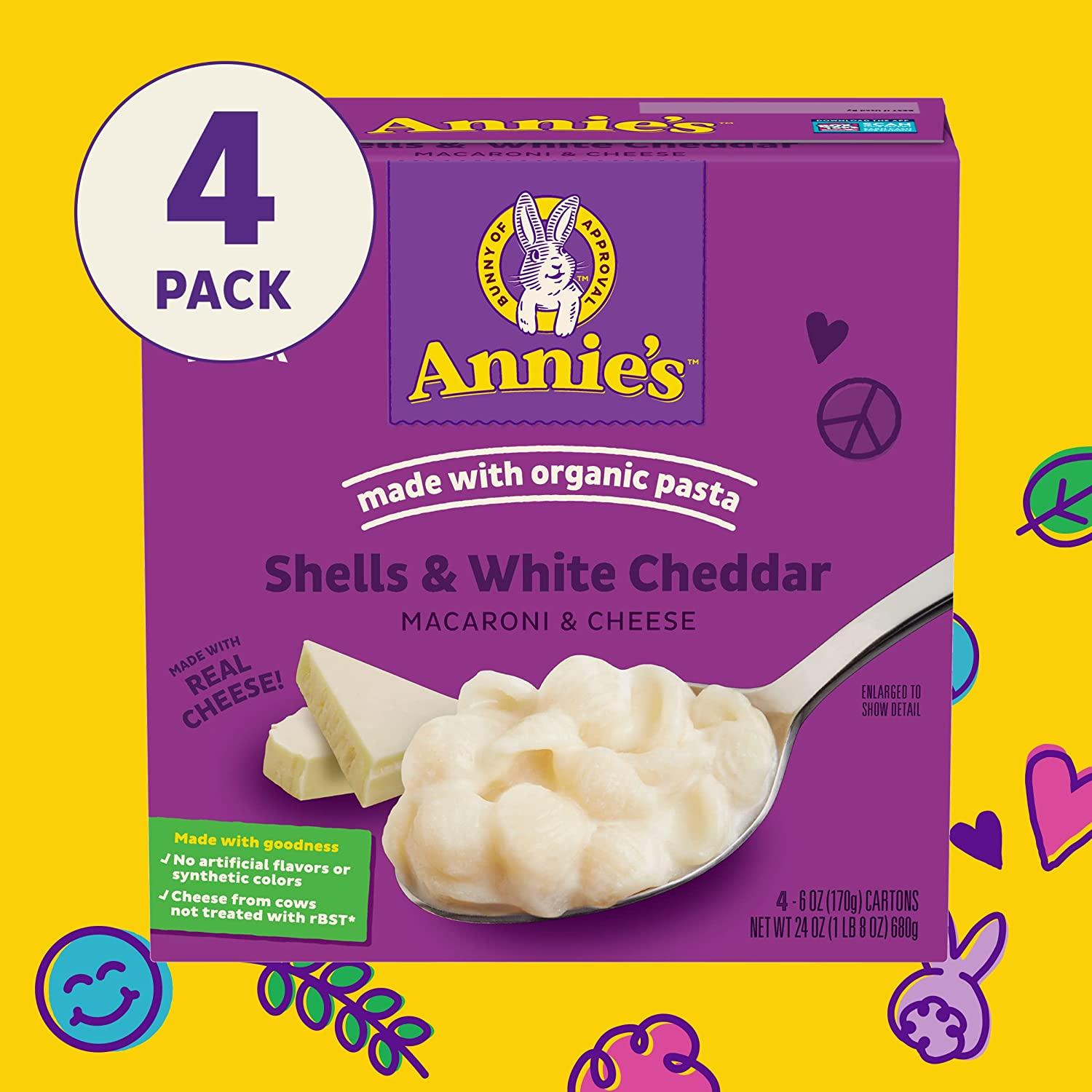 Annie's Organic White Cheddar Shells Mac & Cheese Dinner 6oz 4 Count ...