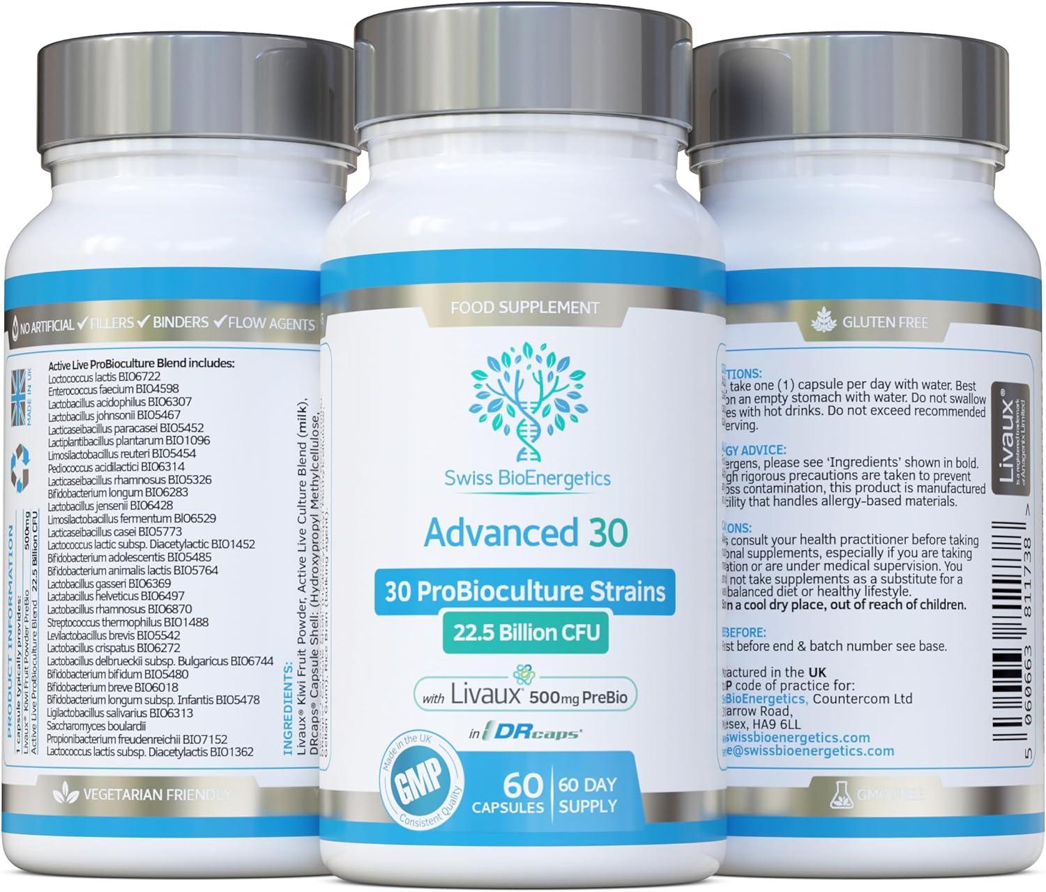 Bio Cultures Complex Probiotics & Prebiotics - 30 Strains, 22.5 Billion ...