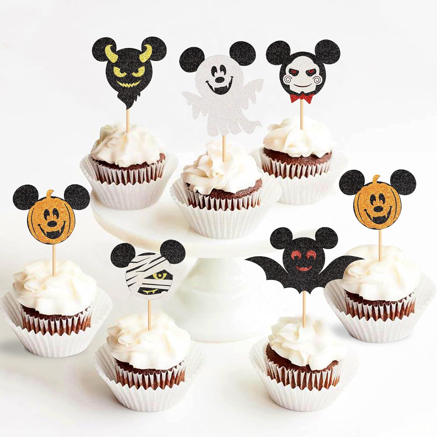 Cyodoos 24PCS Mouse Halloween Cupcake Toppers Plastic Halloween ...