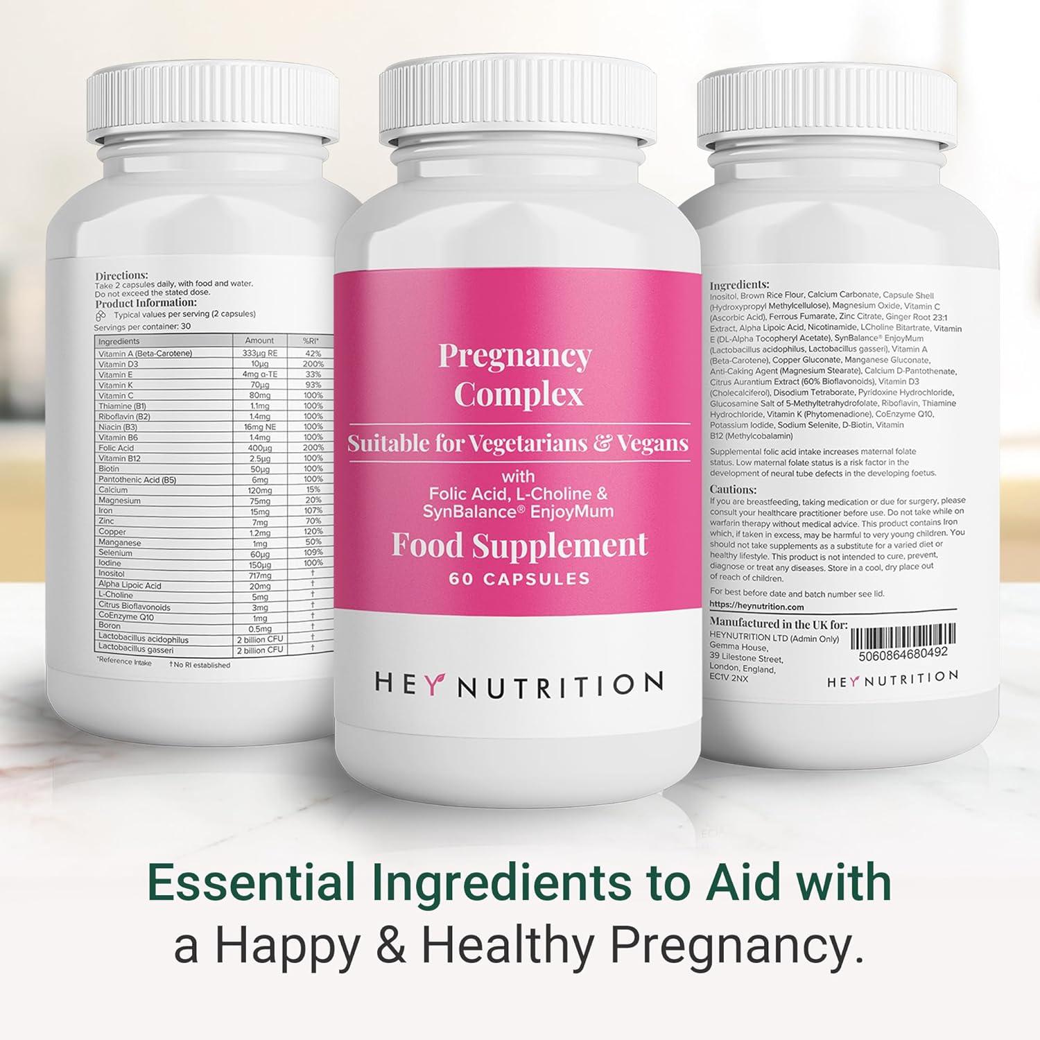 Hey Nutrition Pregnancy Complex Supplement - Vegetarian & Vegan - Folic ...